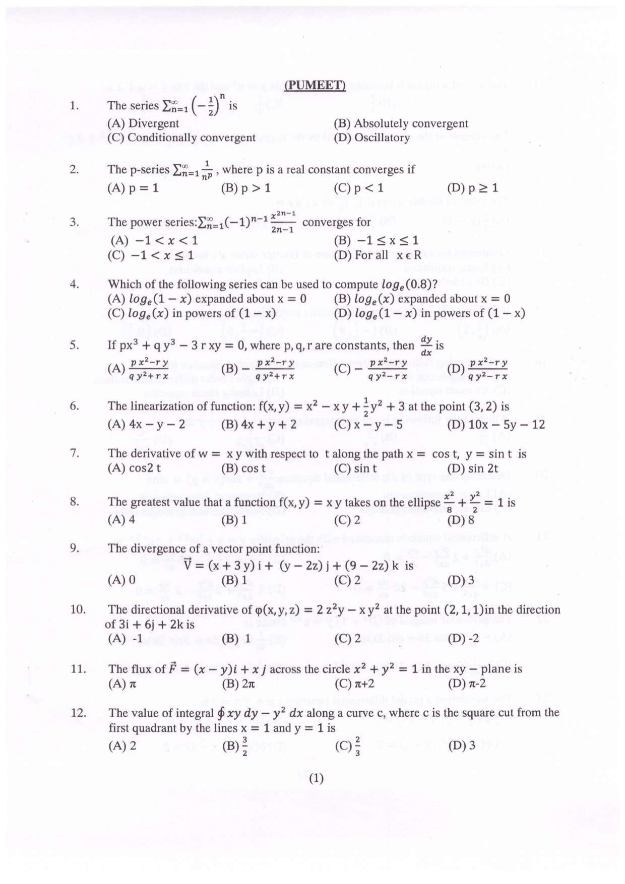 PUMEET 2022 Question Papers - IndCareer Docs