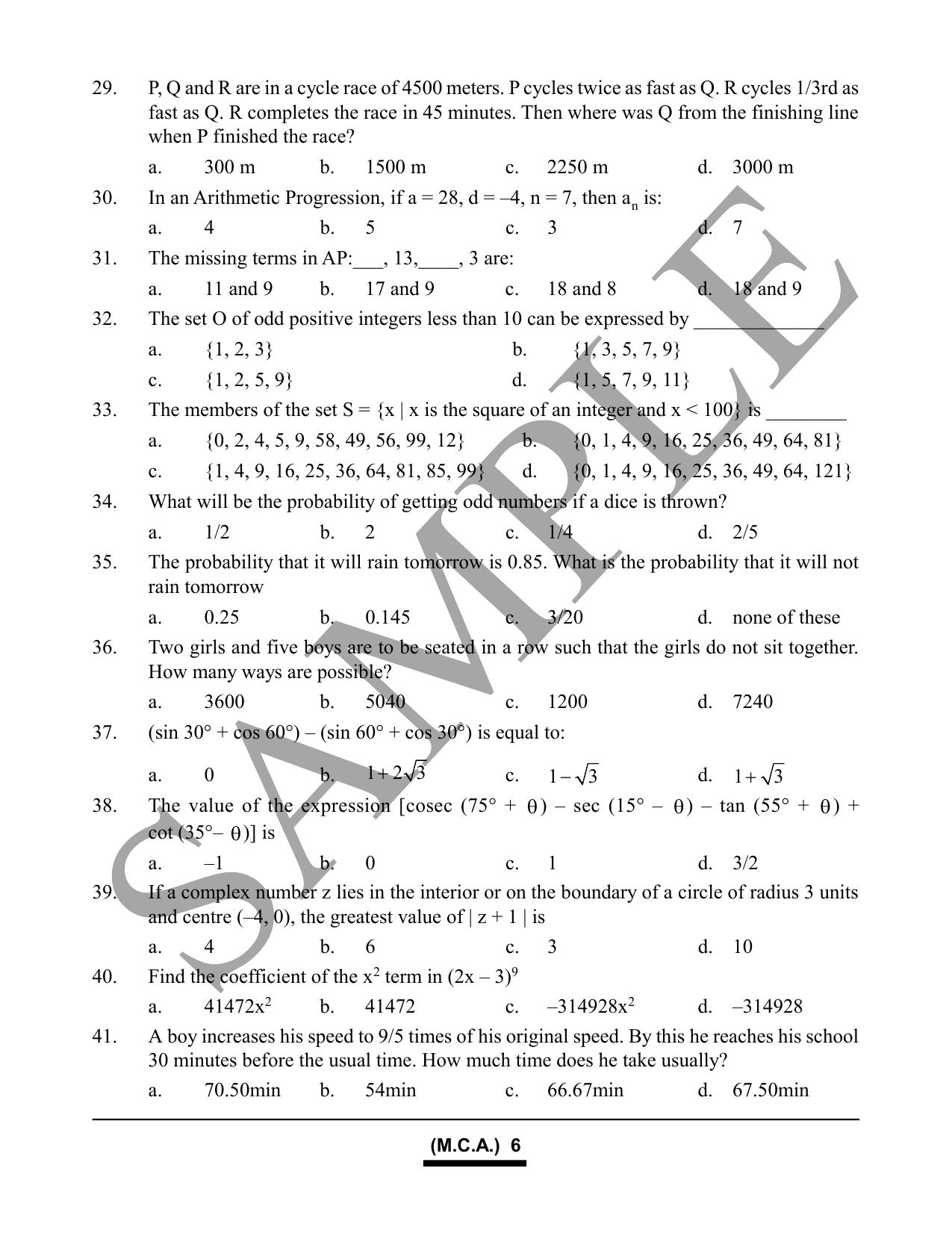 HPCET MCA 2023 Sample Paper - IndCareer Docs