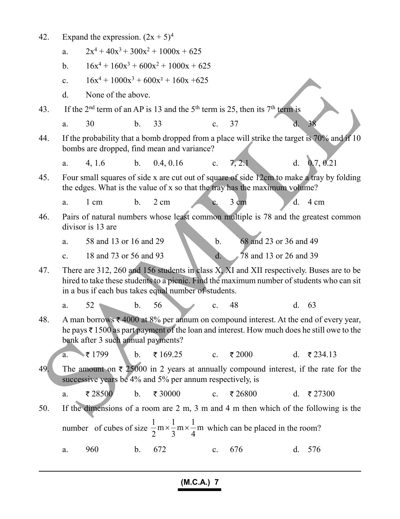HPCET MCA 2023 Sample Paper - IndCareer Docs