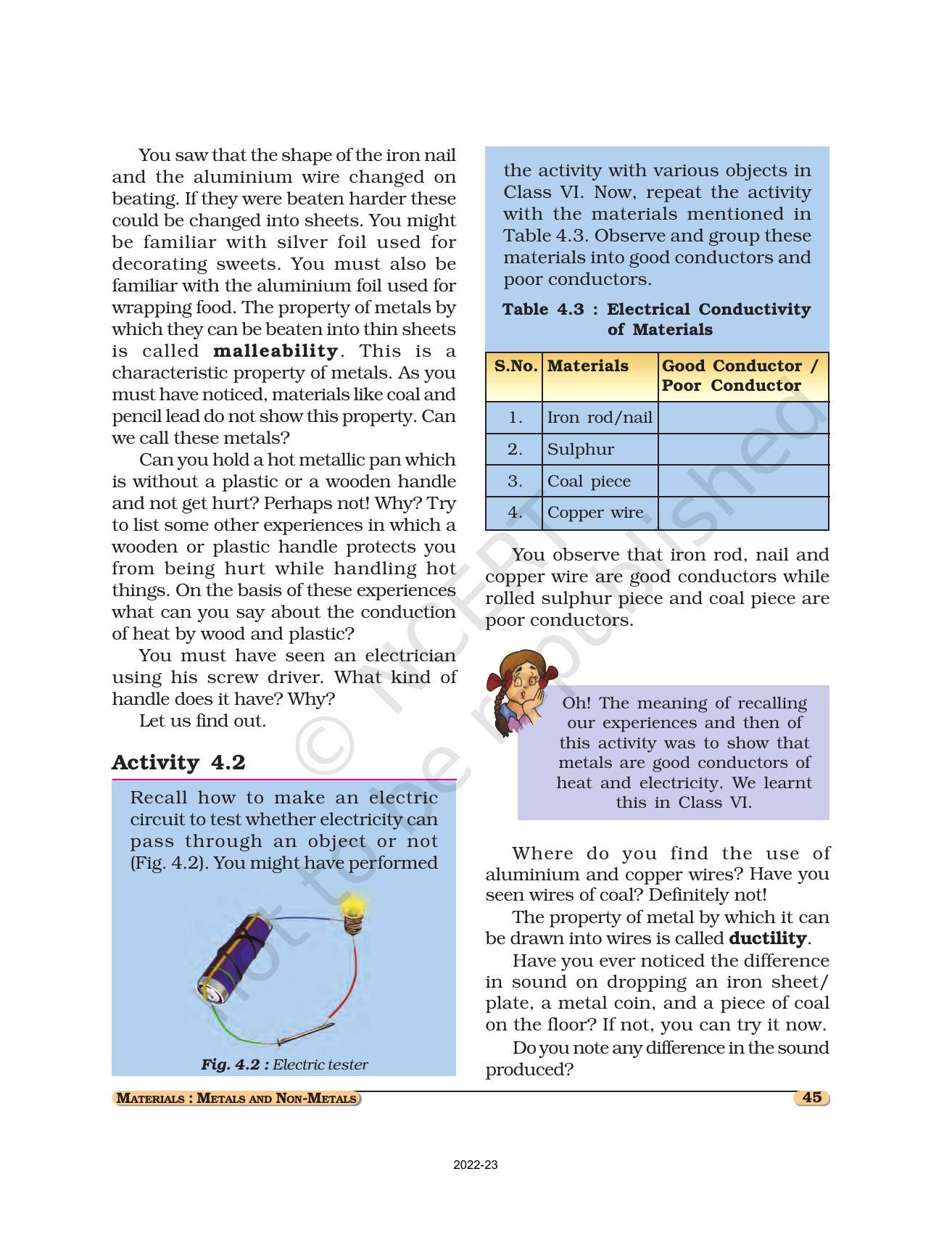 NCERT Book for Class 8 Science Chapter 4 Materials: Metals