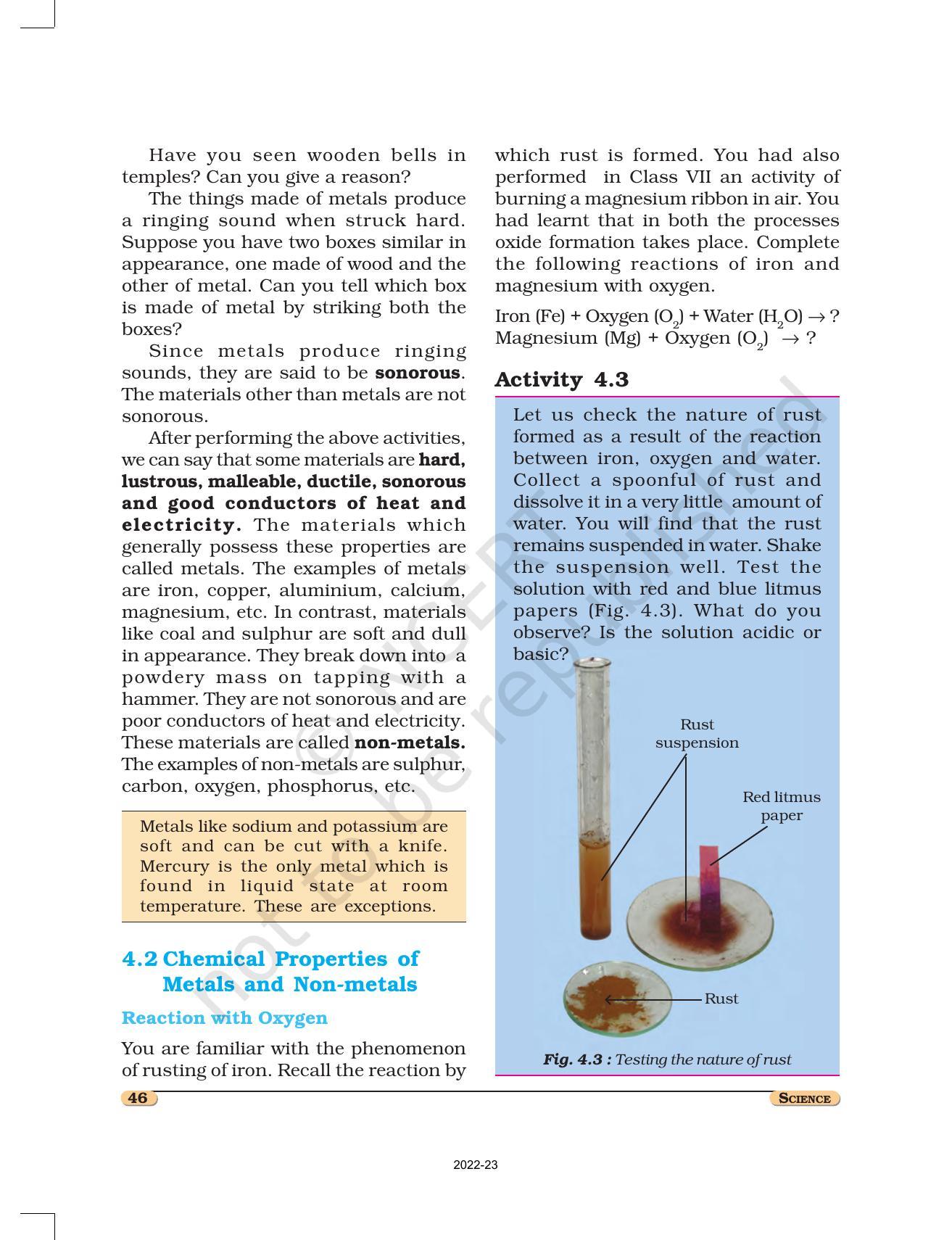 NCERT Book for Class 8 Science Chapter 4 Materials: Metals