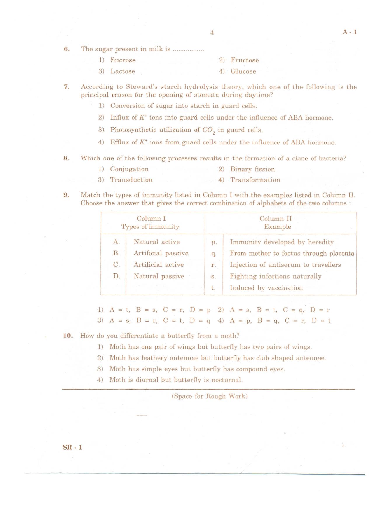 KCET Biology 2010 Question Papers - IndCareer Docs