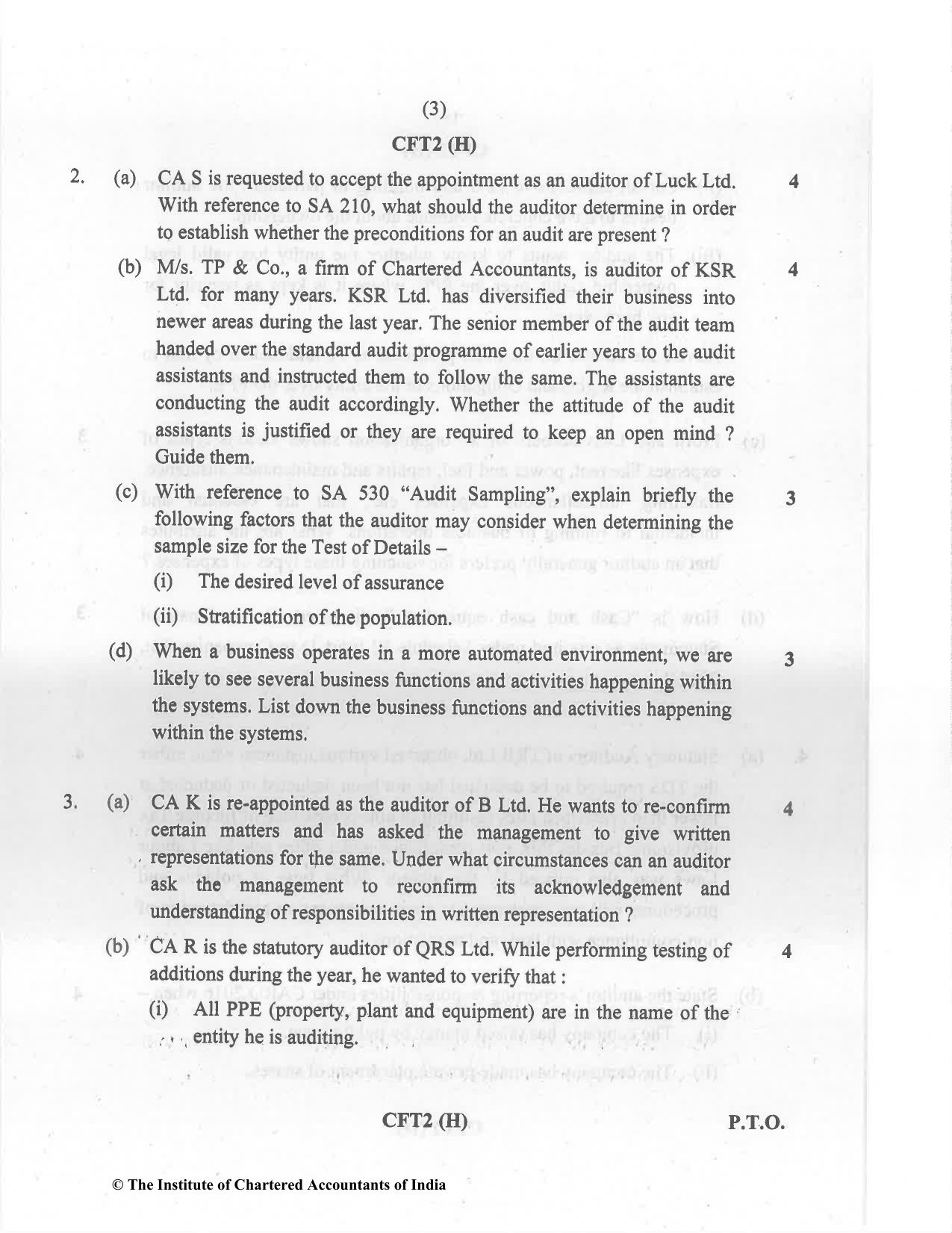 CA Inter Dec 2021 Question Paper - Paper 6 – Auditing and Assurance ...