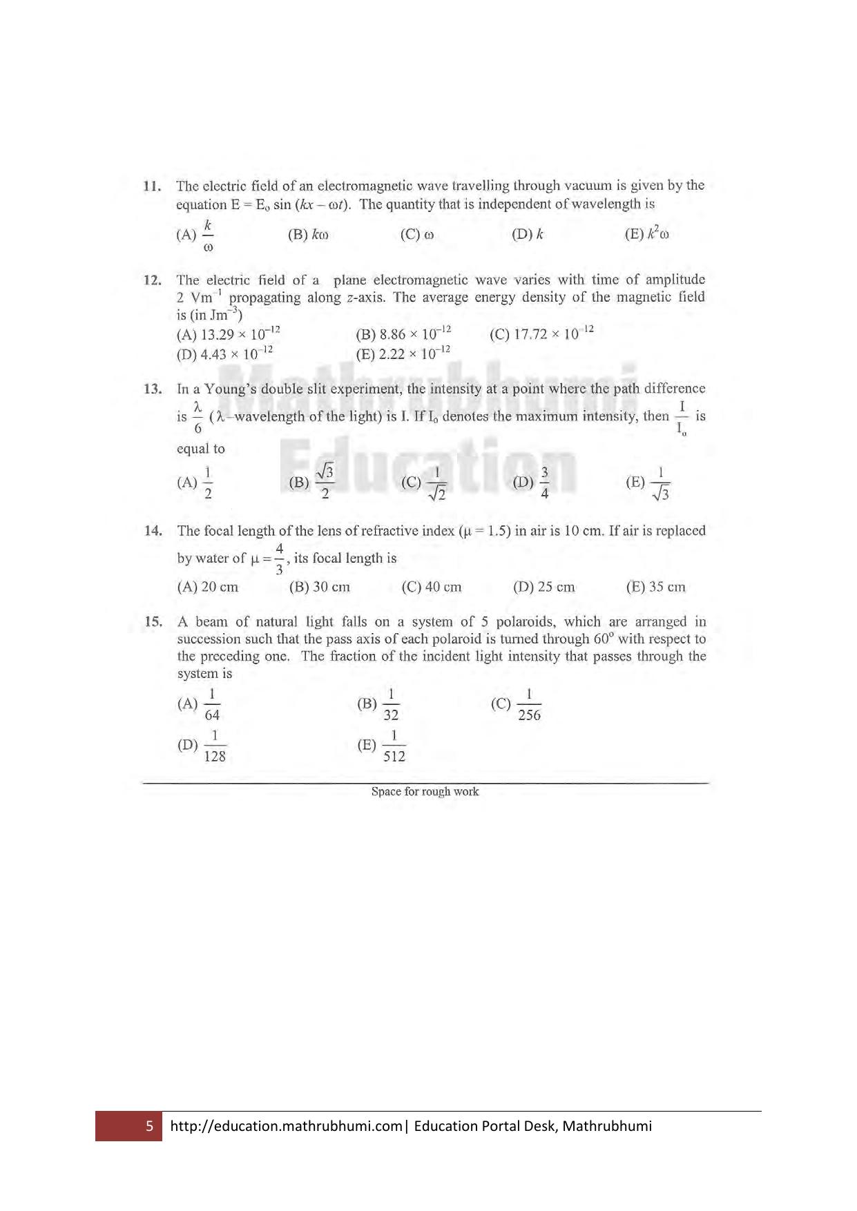 KEAM Paper I 2011 Question Paper - IndCareer Docs