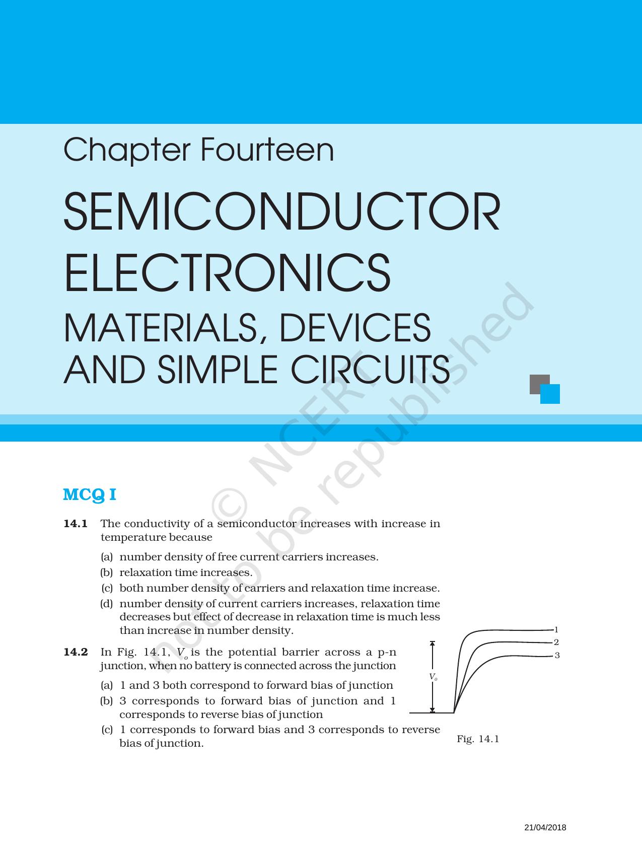NCERT Exemplar Book for Class 12 Physics Chapter 14 Semiconductor Electronics: Materials ...