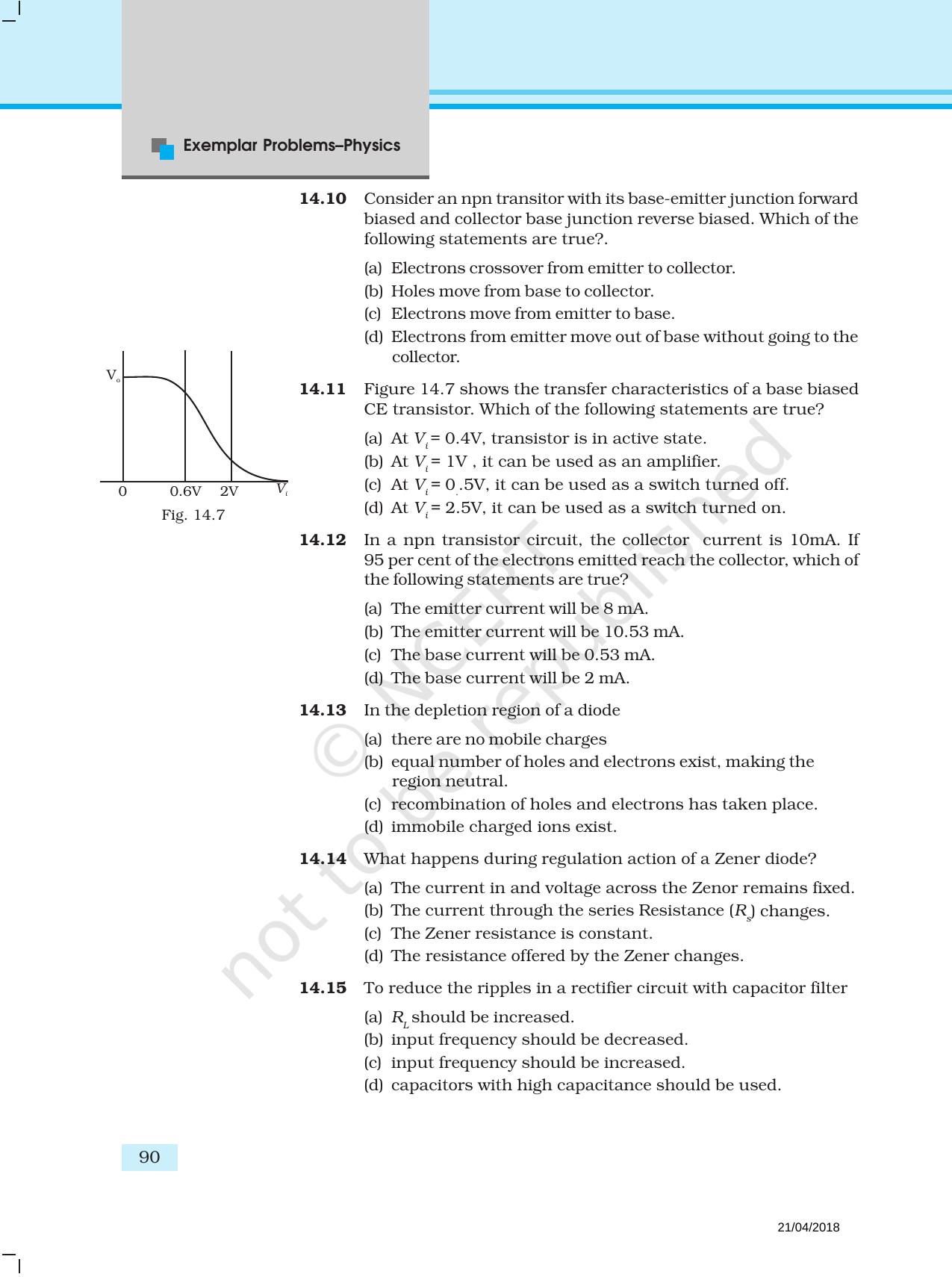 NCERT Exemplar Book for Class 12 Physics Chapter 14 Semiconductor Electronics: Materials ...