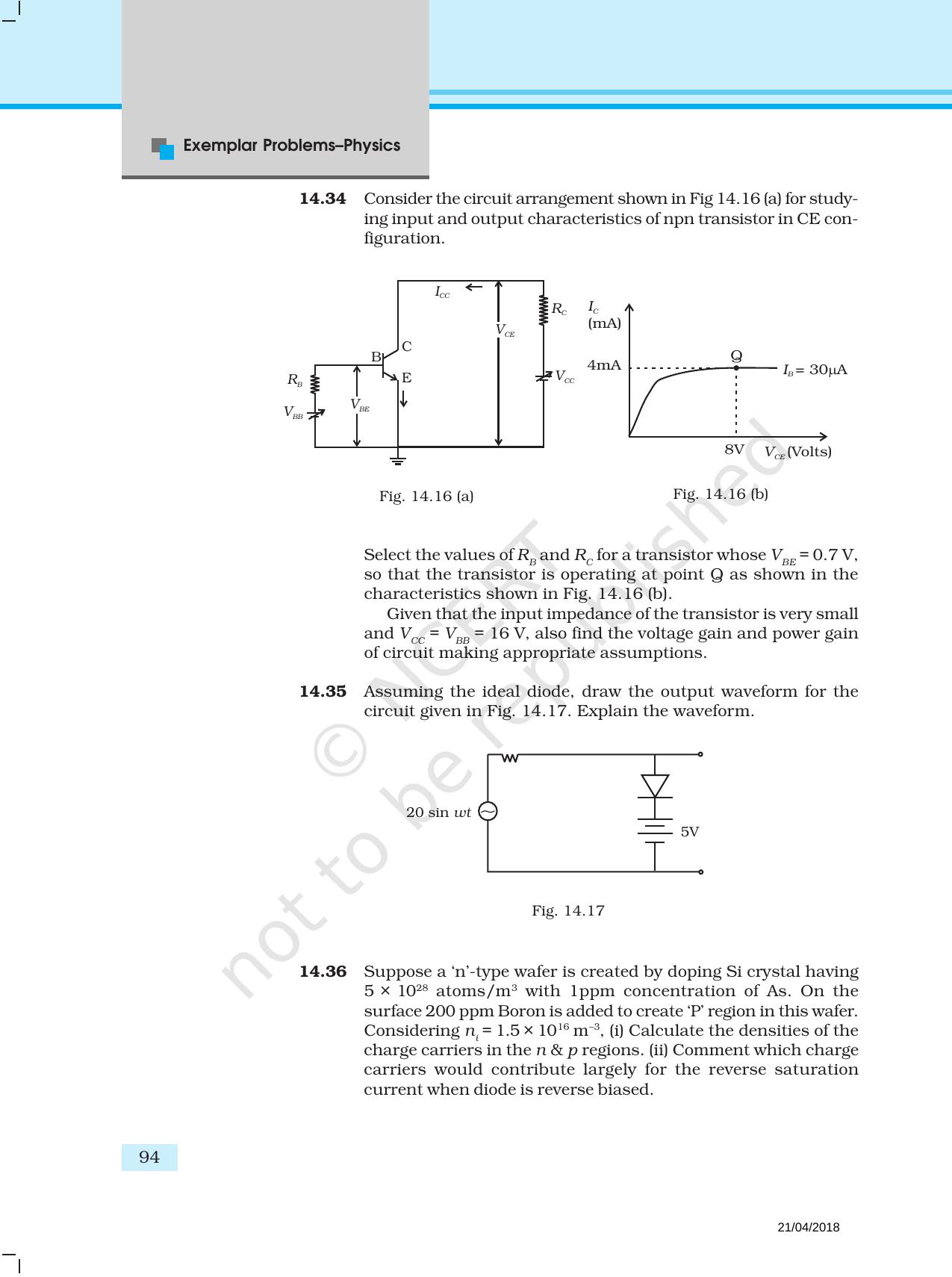 NCERT Exemplar Book for Class 12 Physics Chapter 14 Semiconductor Electronics: Materials ...
