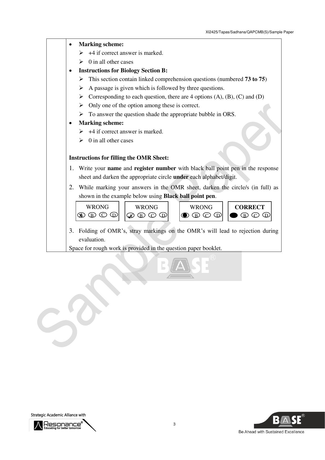 TAPAS Entrance Exam Sample Question Paper 2024-25 - IndCareer Docs