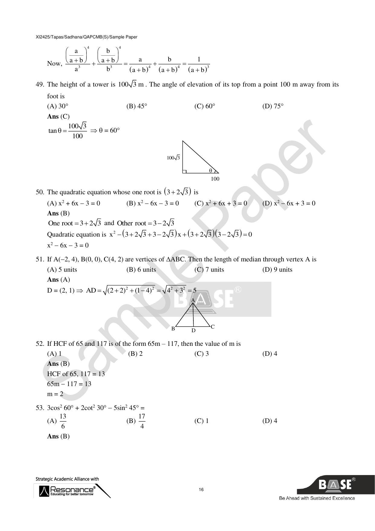TAPAS Entrance Exam Sample Question Paper 2024-25 - IndCareer Docs