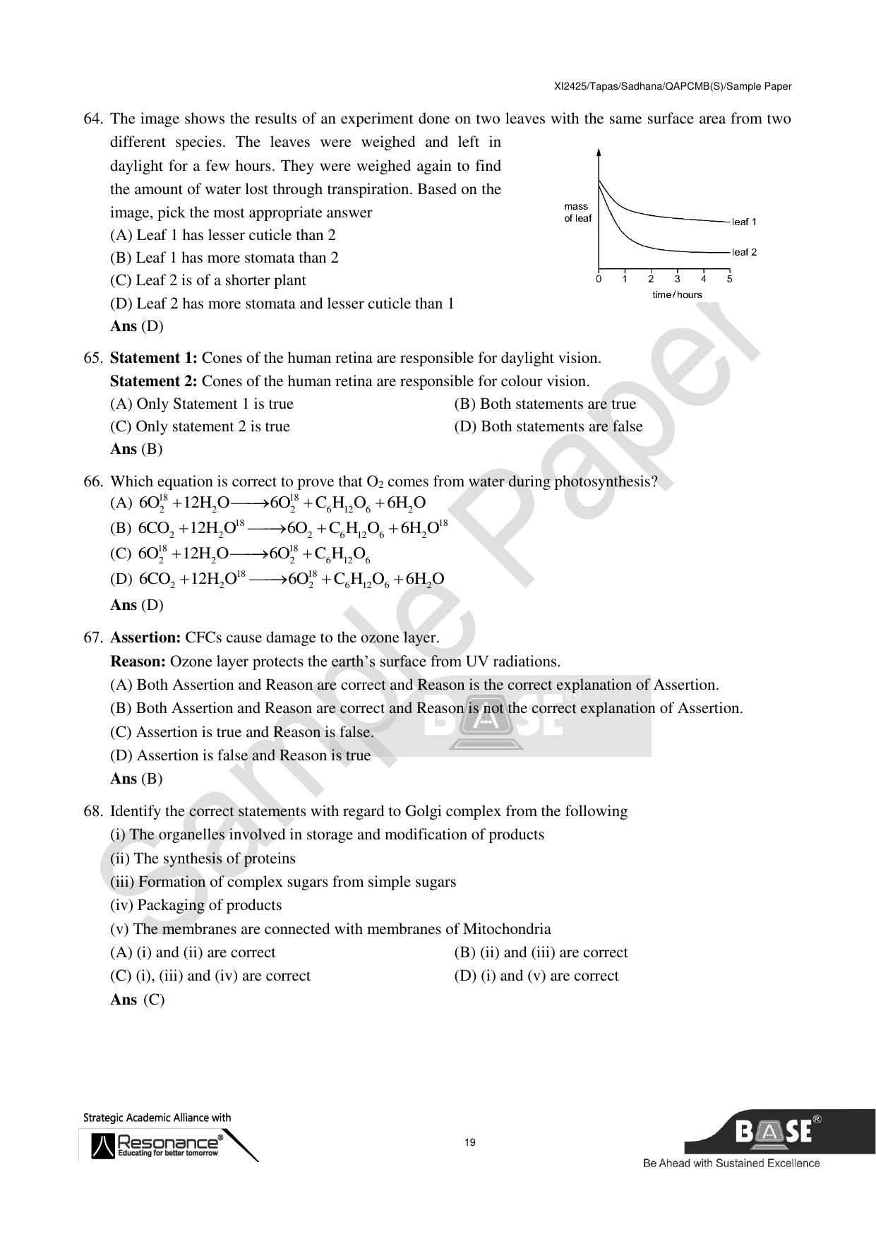 TAPAS Entrance Exam Sample Question Paper 2024-25 - IndCareer Docs