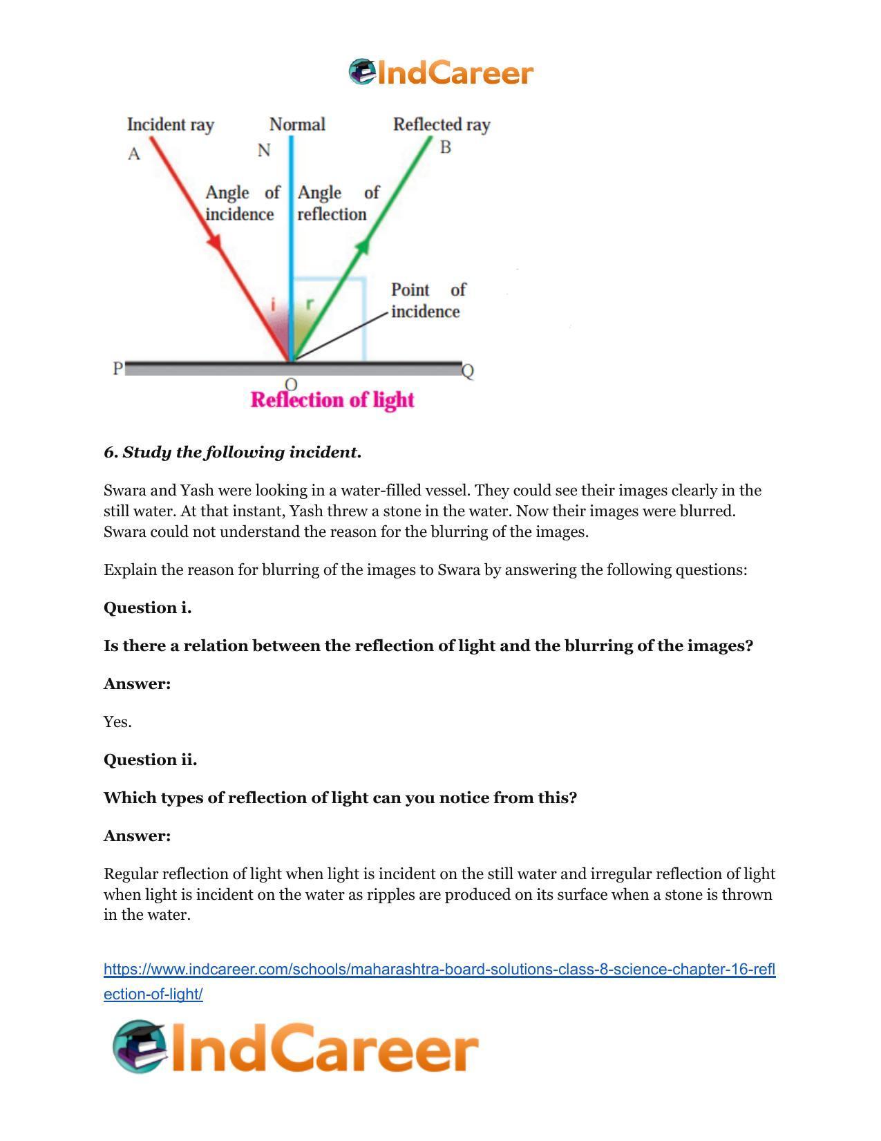 Maharashtra Board Solutions Class 8-Science: Chapter 16- Reflection of ...