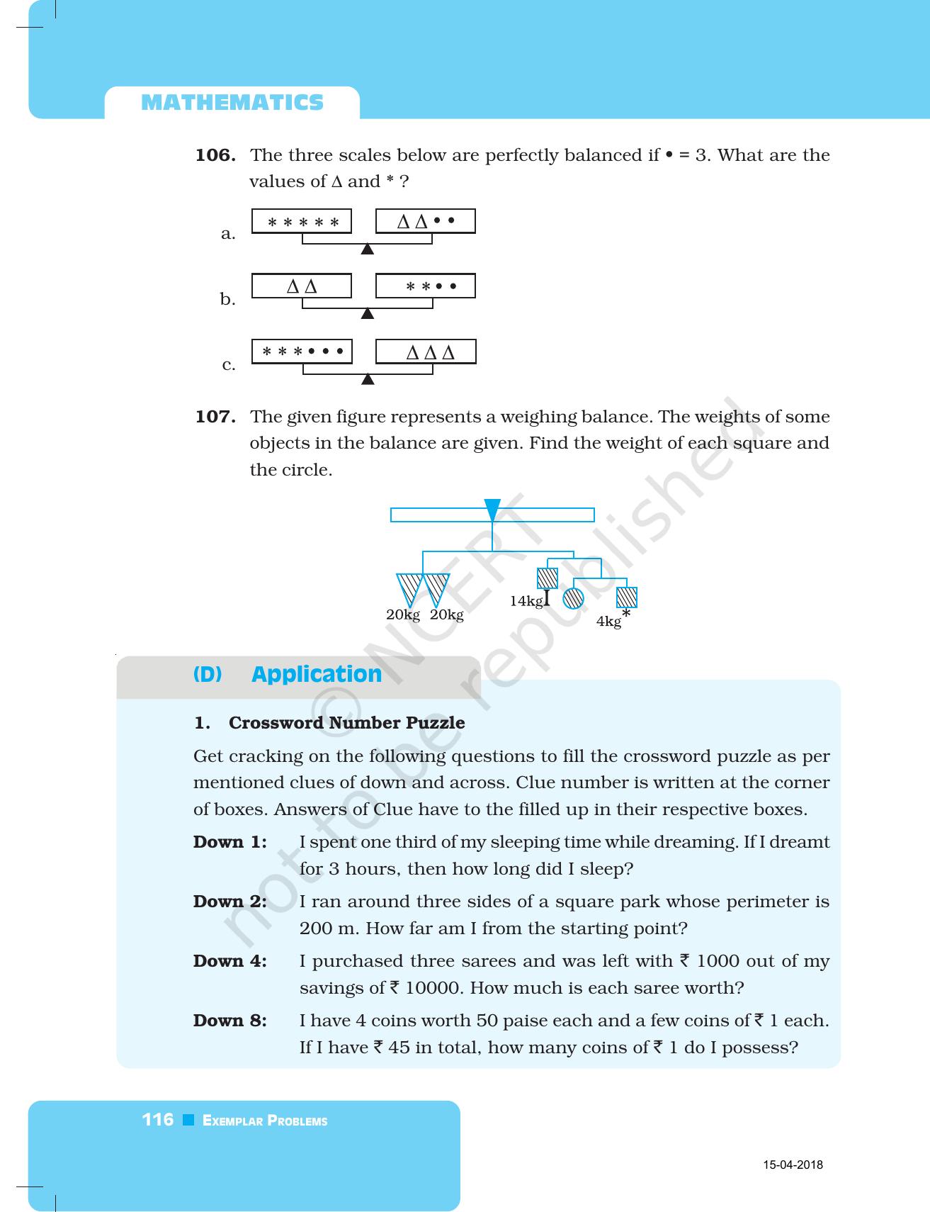NCERT Exemplar Book for Class 7 Maths Chapter 4- Simple Equations
