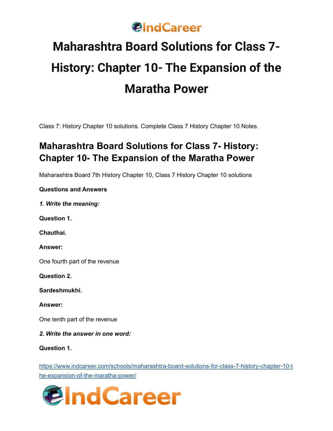 Maharashtra Board Solutions for Class 7- History: Chapter 10- The ...
