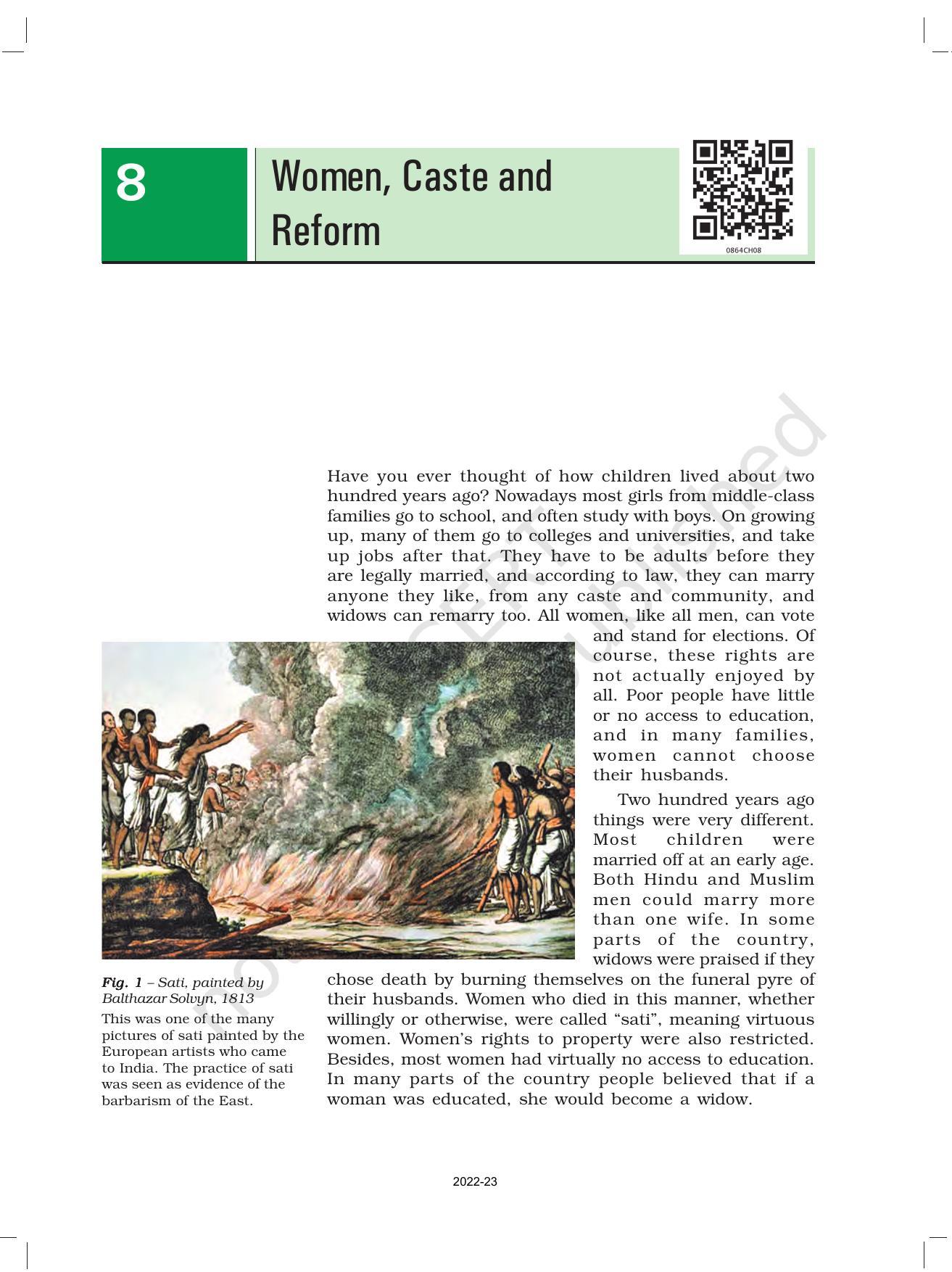 NCERT Book for Class 8 History Chapter 9 Women, Caste