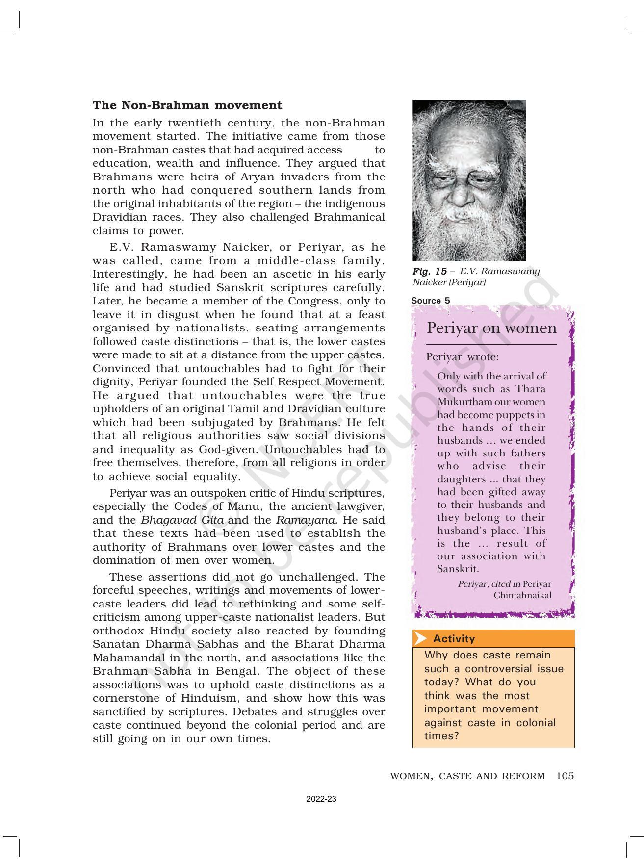 NCERT Book for Class 8 History Chapter 9 Women, Caste