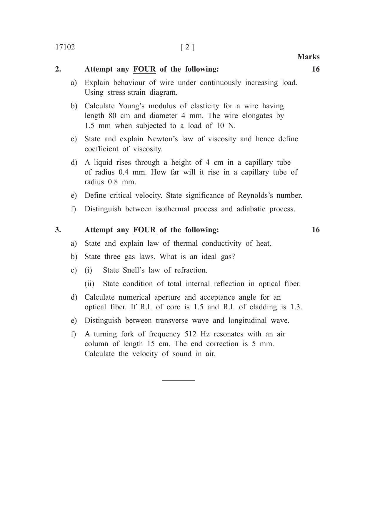 MSBTE Summer Question Paper 2019 - Basic Science - Physics - IndCareer Docs