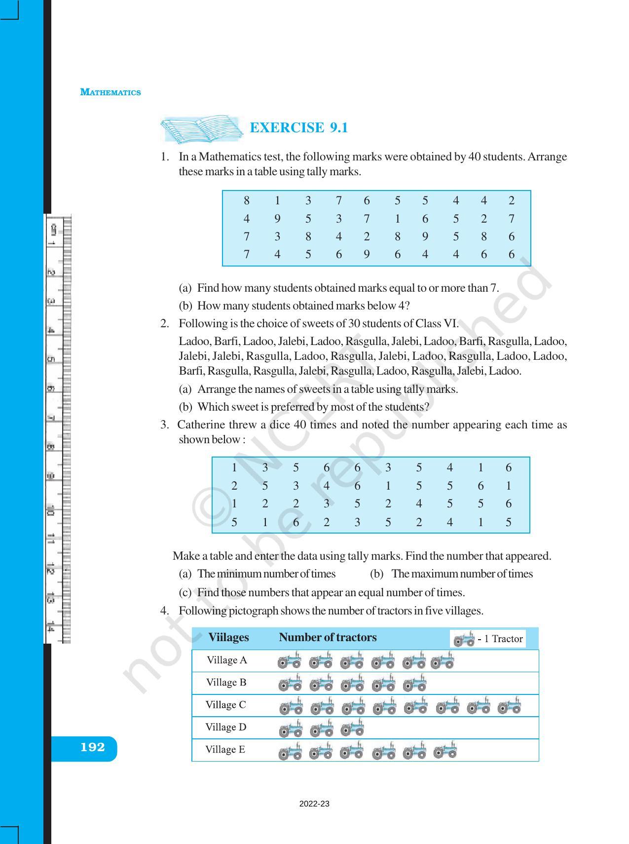 NCERT Book for Class 6 Maths: Chapter 9-Data Handling - IndCareer Docs