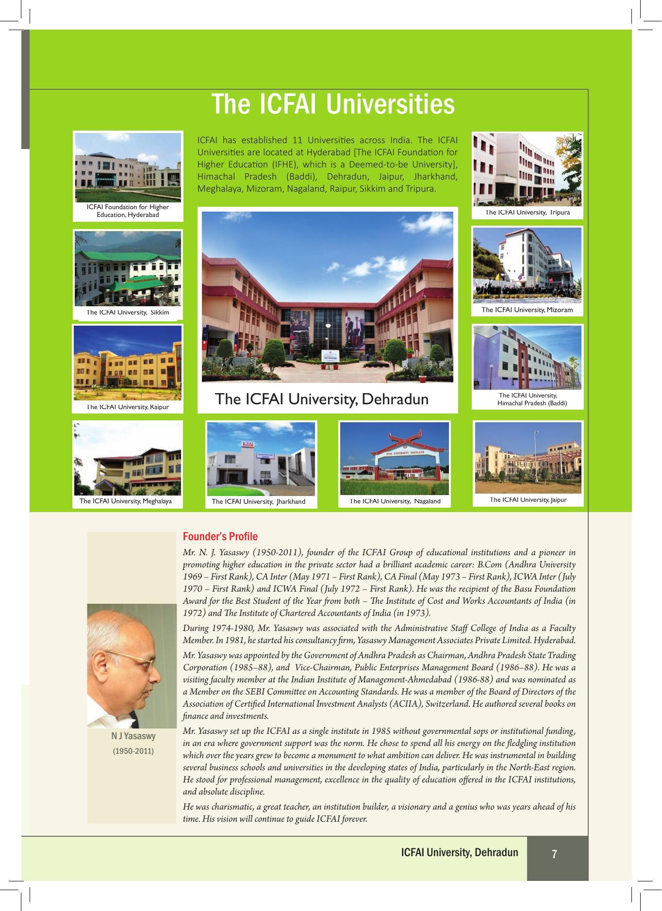 ICFAI University, Dehradun UG. PG. Phd. Prospectus 2022 - IndCareer Docs