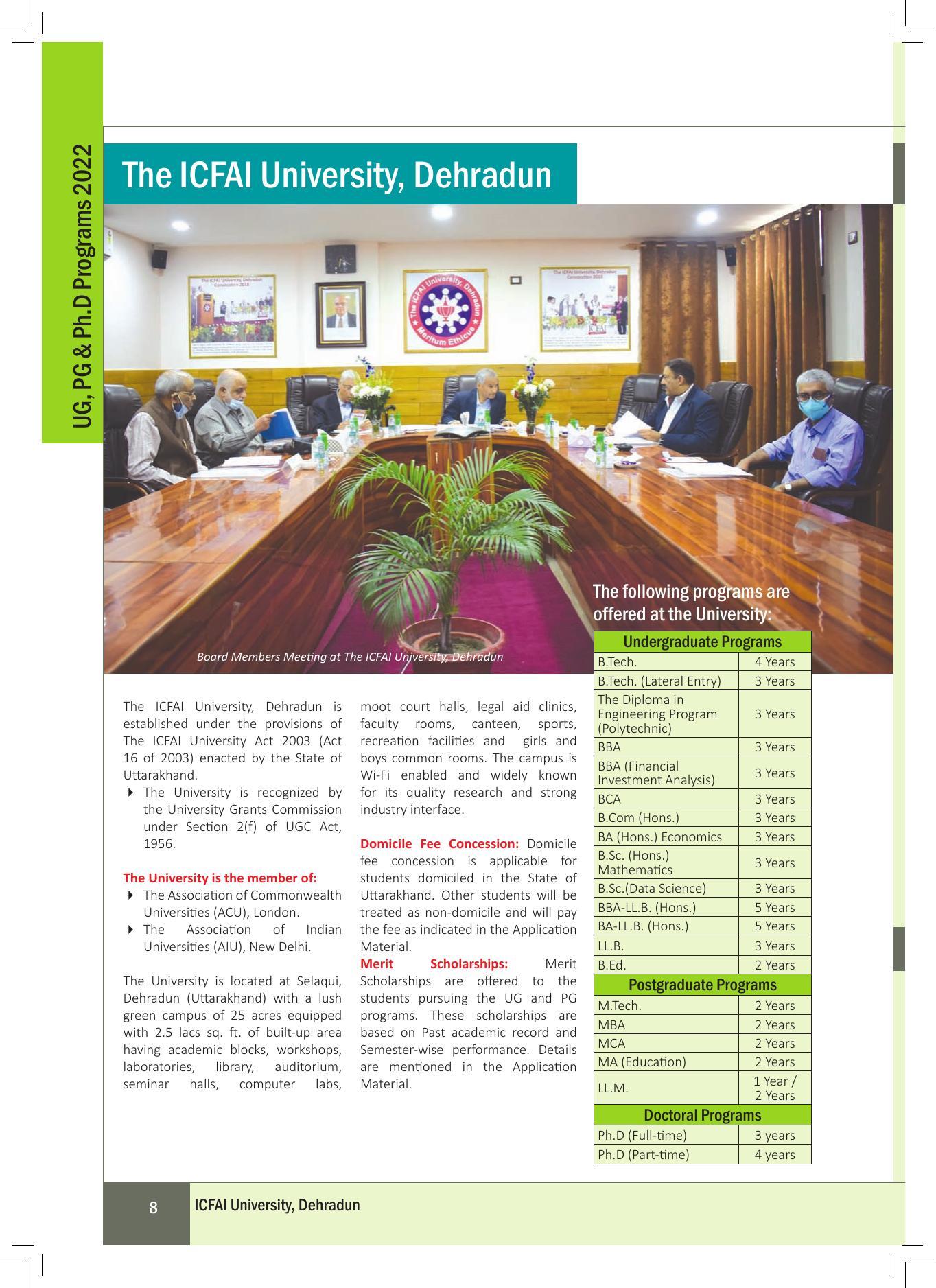 ICFAI University, Dehradun UG. PG. Phd. Prospectus 2022 - IndCareer Docs