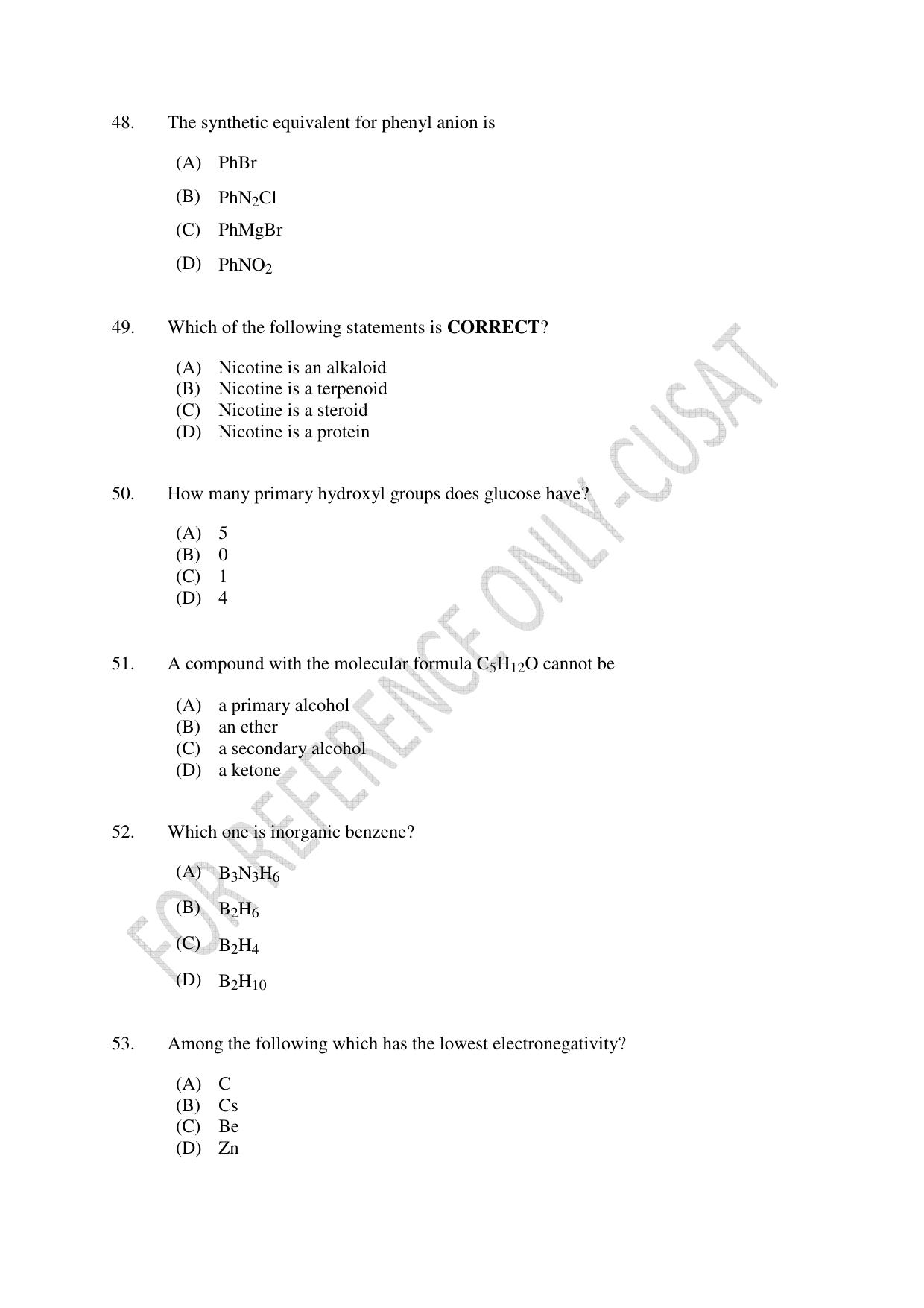 CUSAT CAT 2022 MSc Forensic Science Question Paper - IndCareer Docs