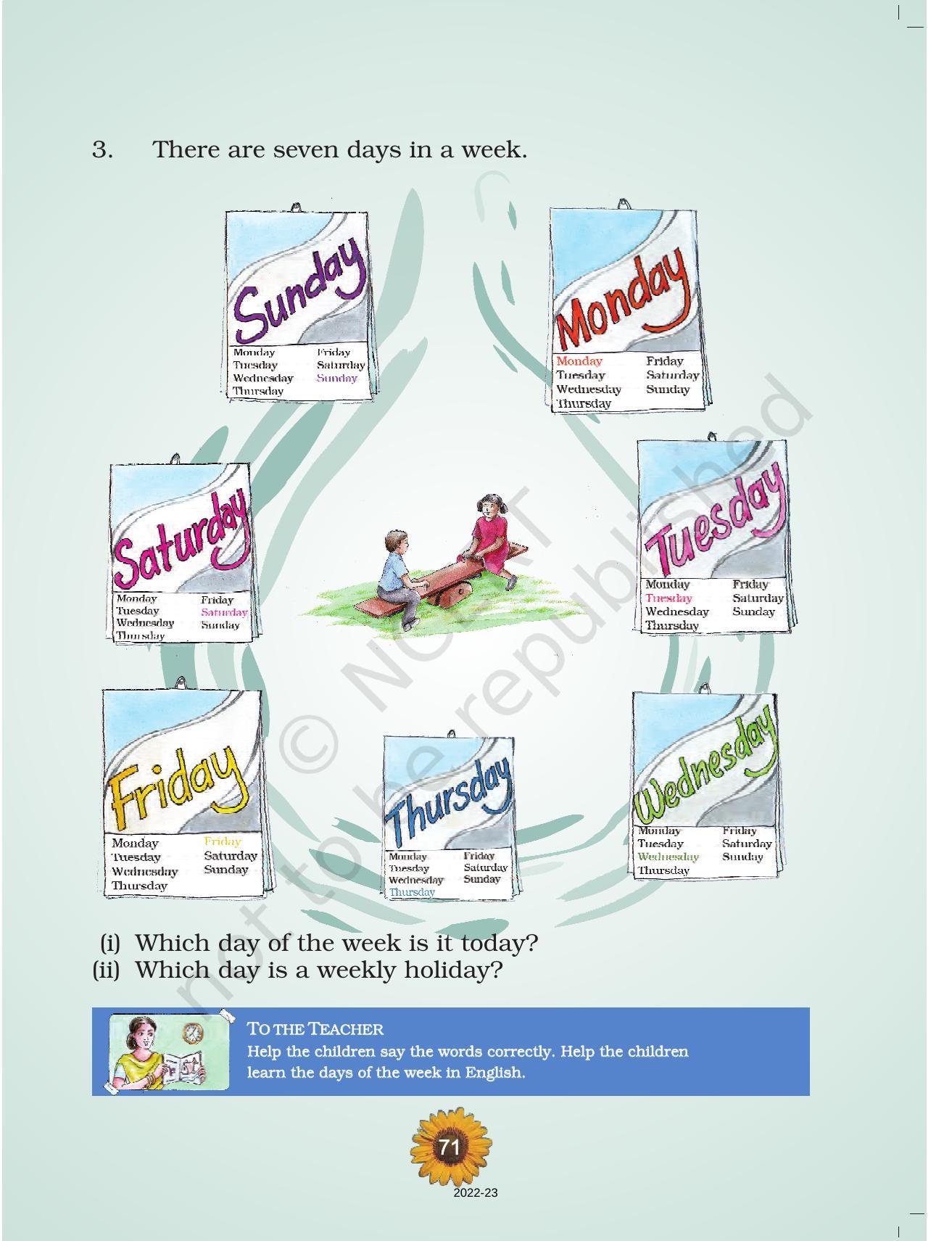 NCERT Book for Class 1 English (Raindrop):Unit 17-Morning And Evening ...