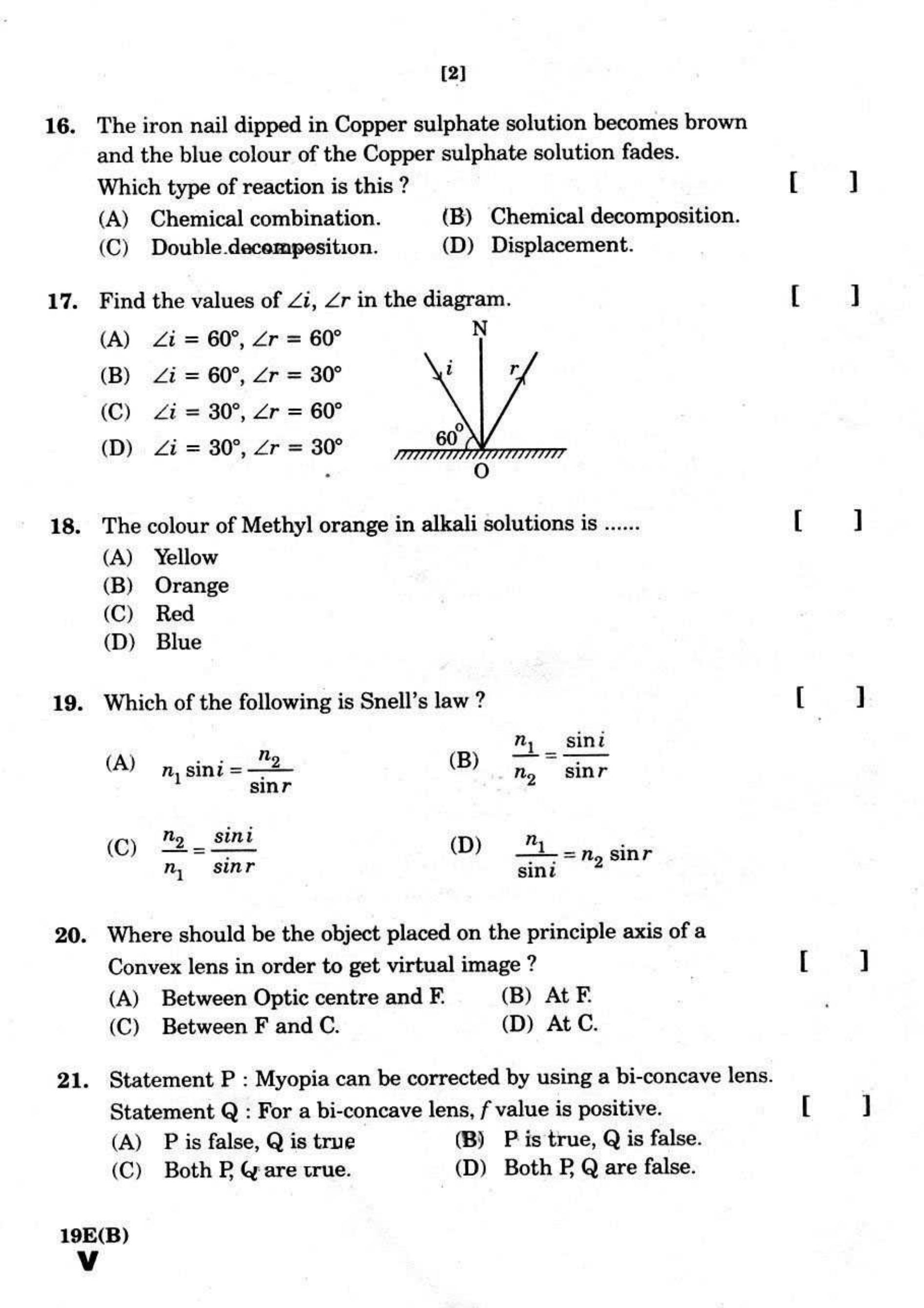 AP Class 10 Science (Paper I) 2018 Question Paper - IndCareer Docs