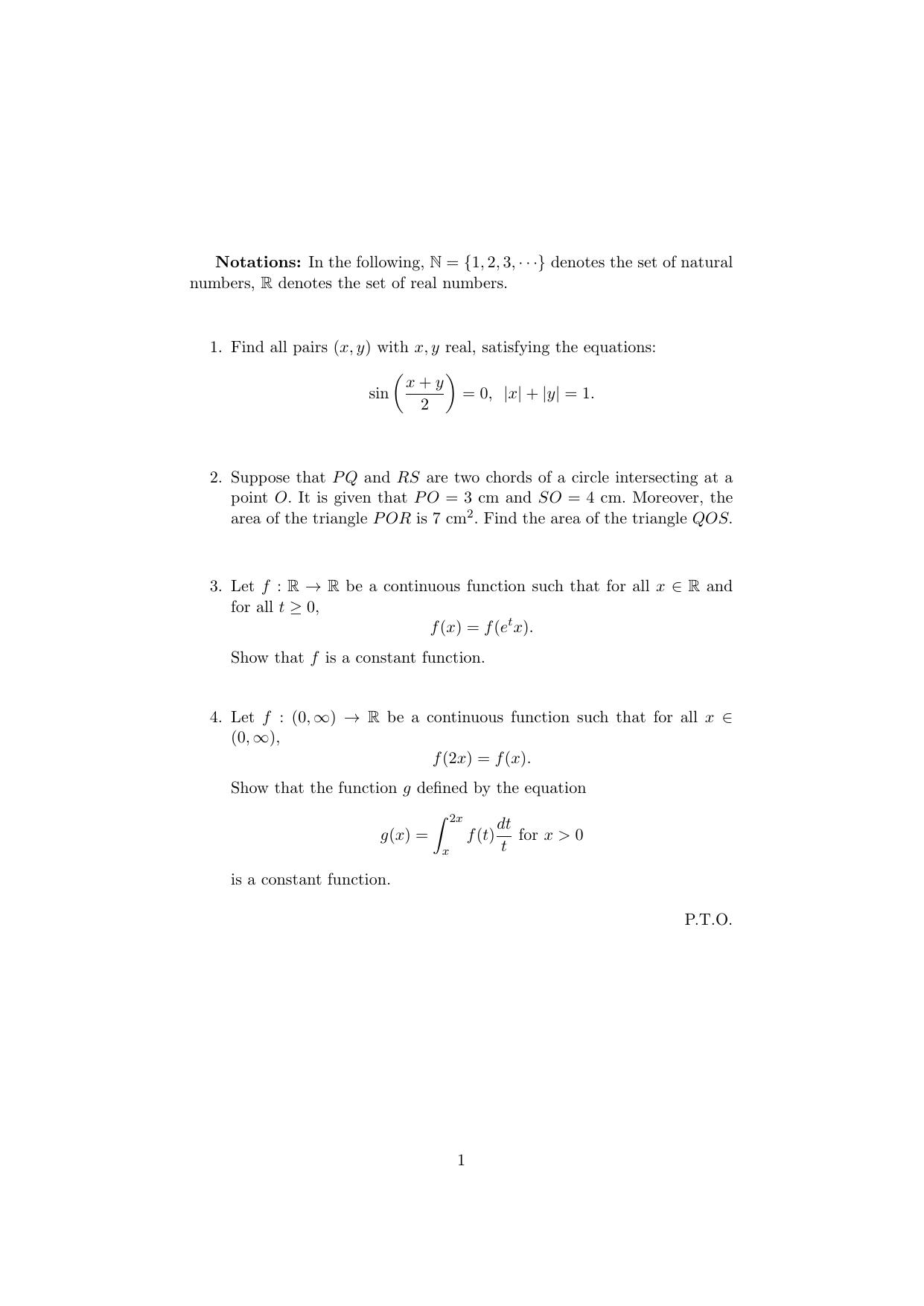 ISI Admission Test B.Stat UGB 2018 Sample Paper - IndCareer Docs