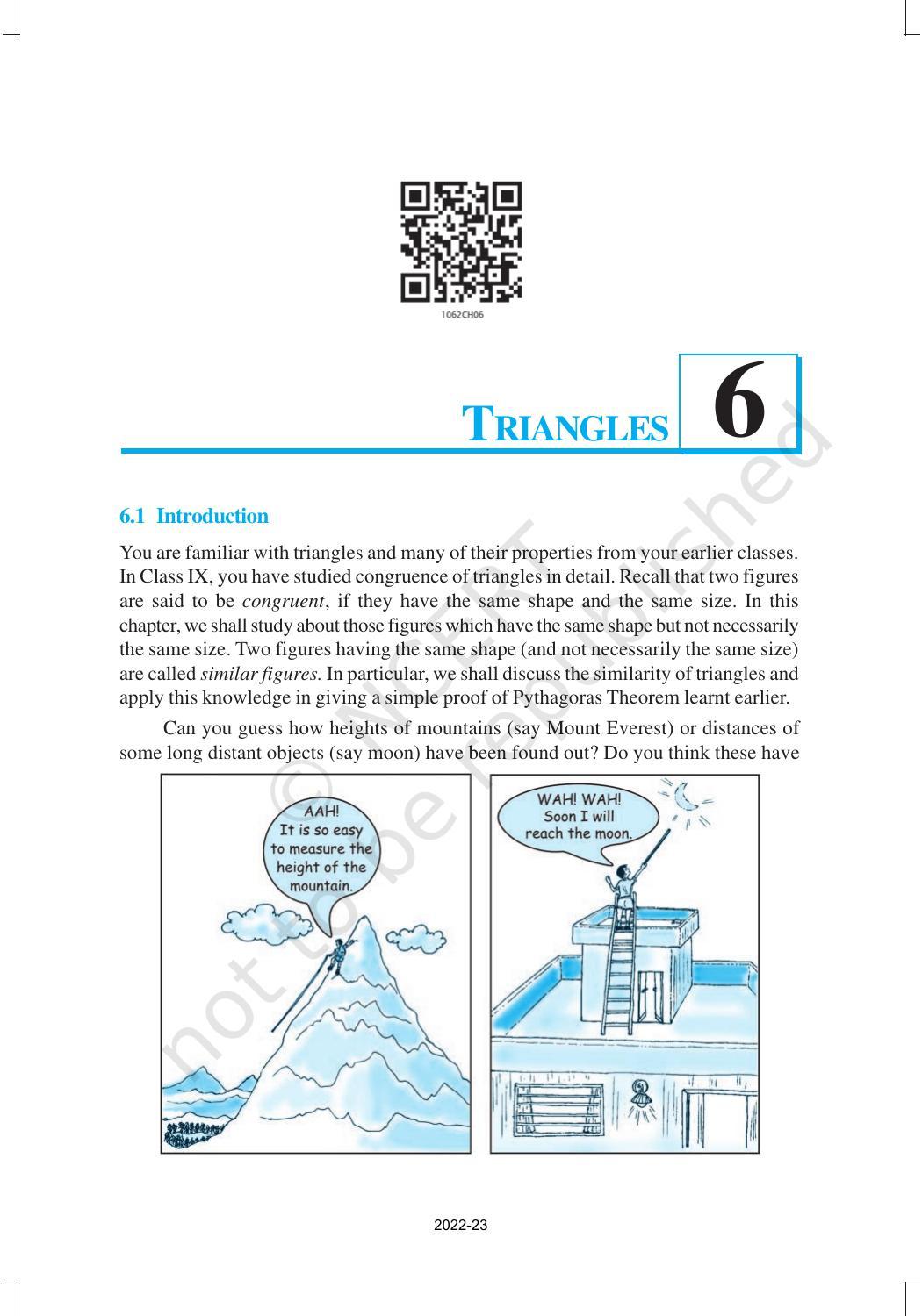 NCERT Book for Class 10 Maths Chapter 6 Triangles - IndCareer Schools