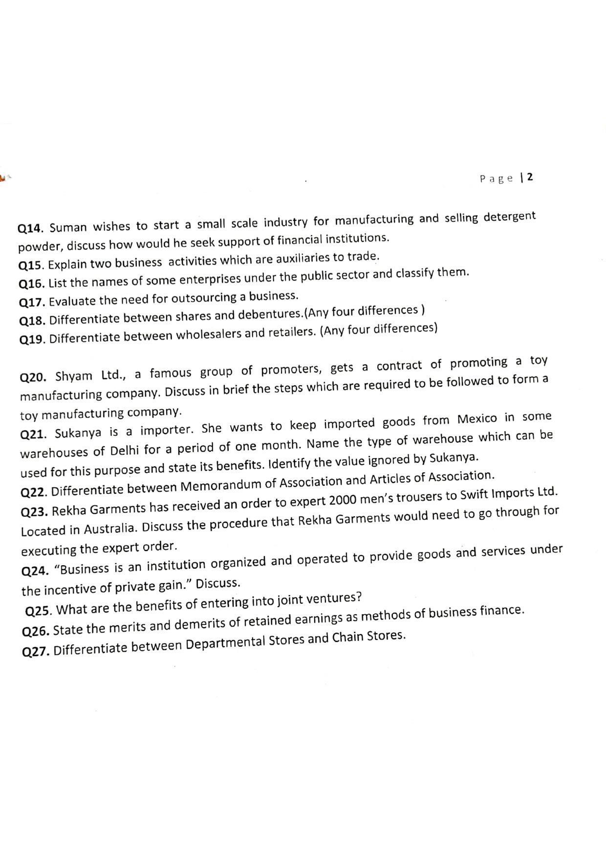 JKBOSE Class 11 Business Studies Model Question Paper 2023 - IndCareer Docs