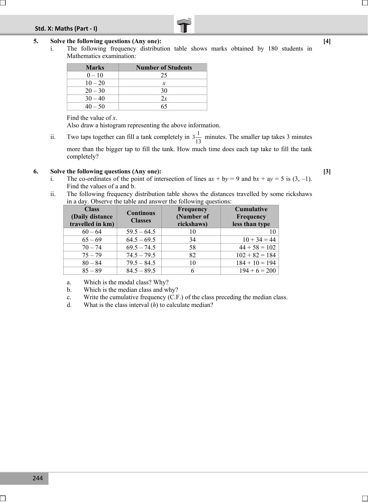 Maharashtra Board SSC Mathematics (Paper I) 2019 Question Paper ...