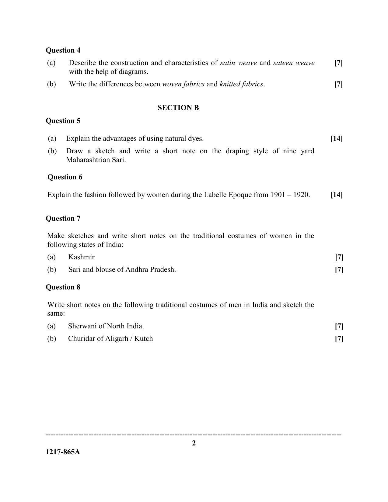ISC Class 12 2017 FASHION DESIGNING PAPER 1 (THEORY) Question Paper ...