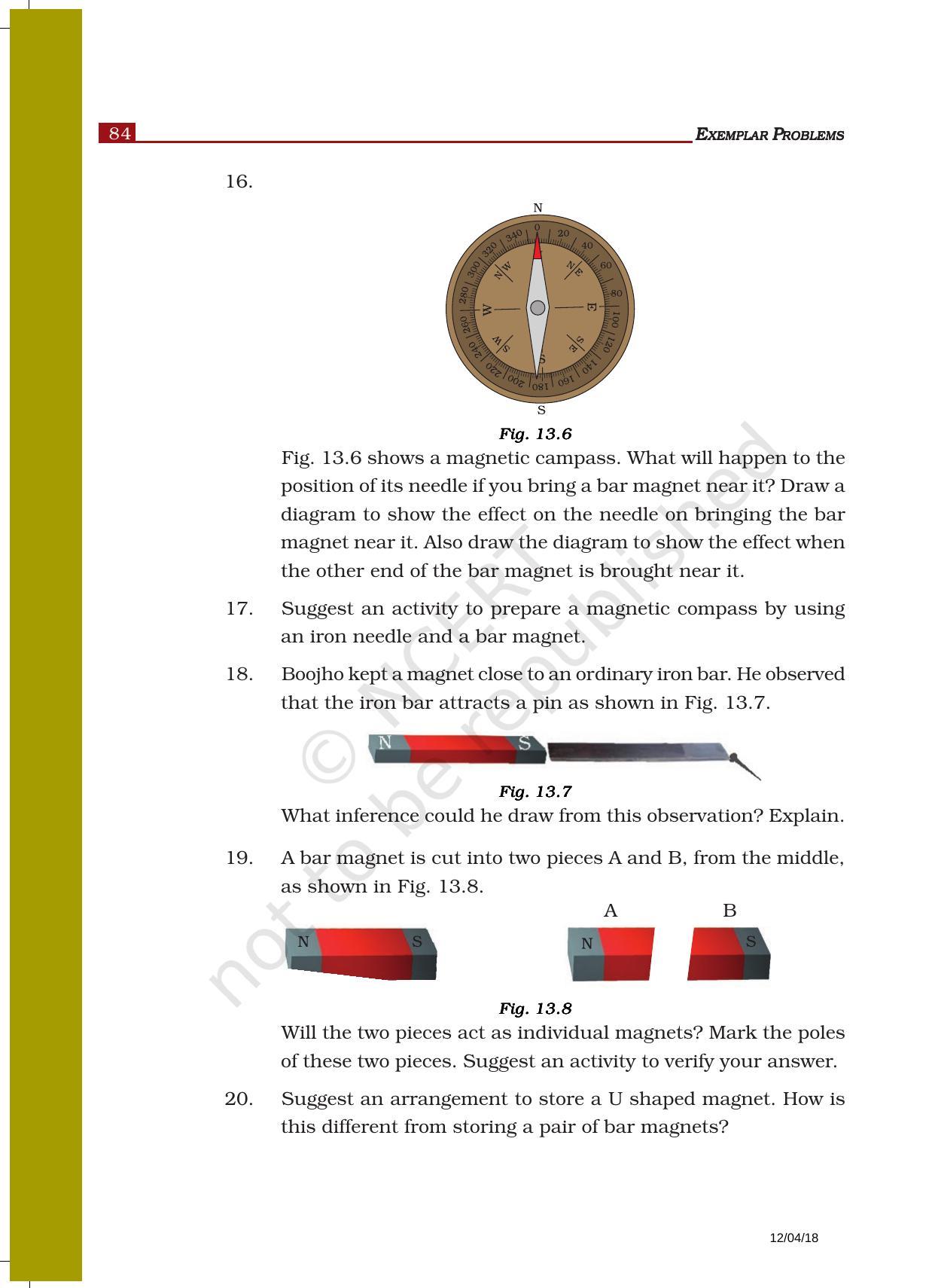 NCERT Exemplar Book for Class 6 Science Chapter 13-Fun with Magnets