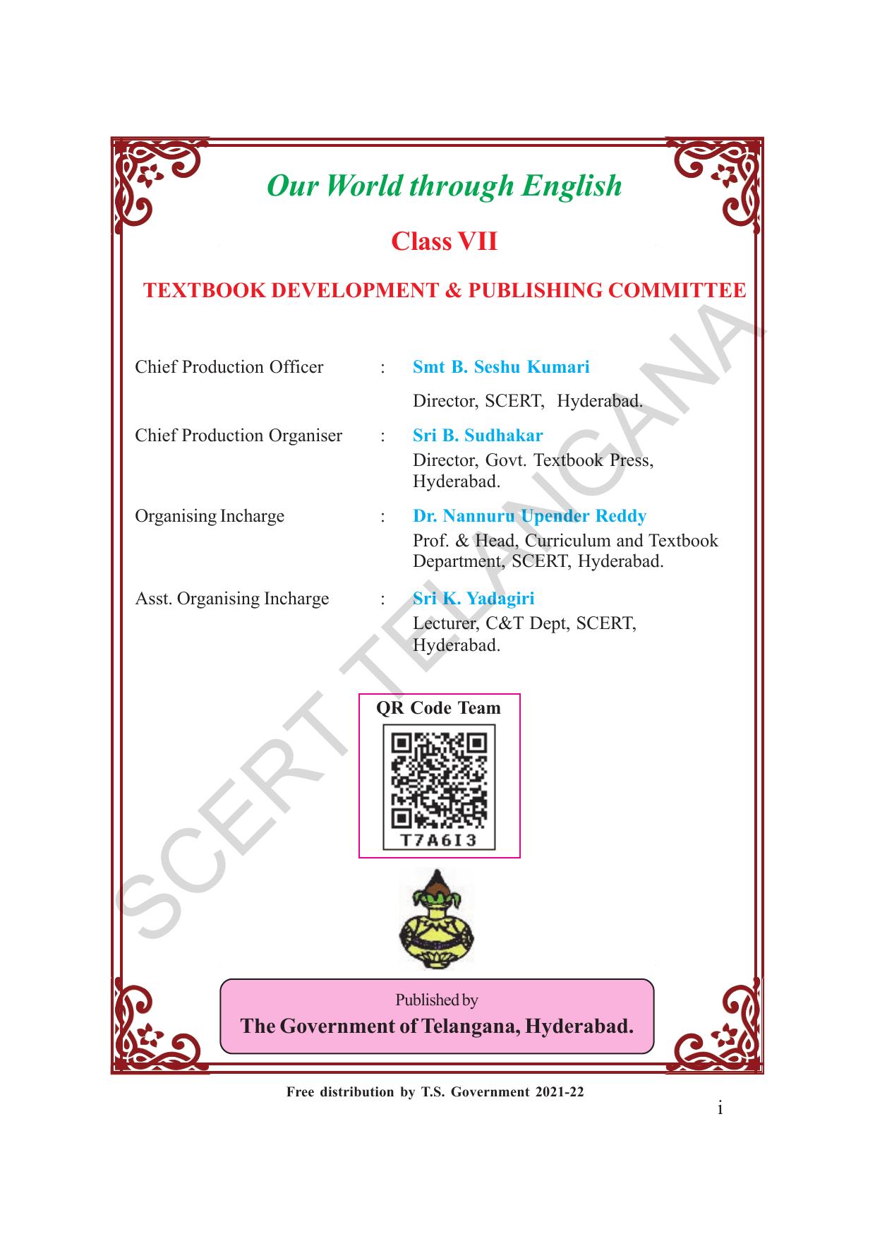 TS SCERT Class 7 English(English Medium) Text Book - IndCareer Docs