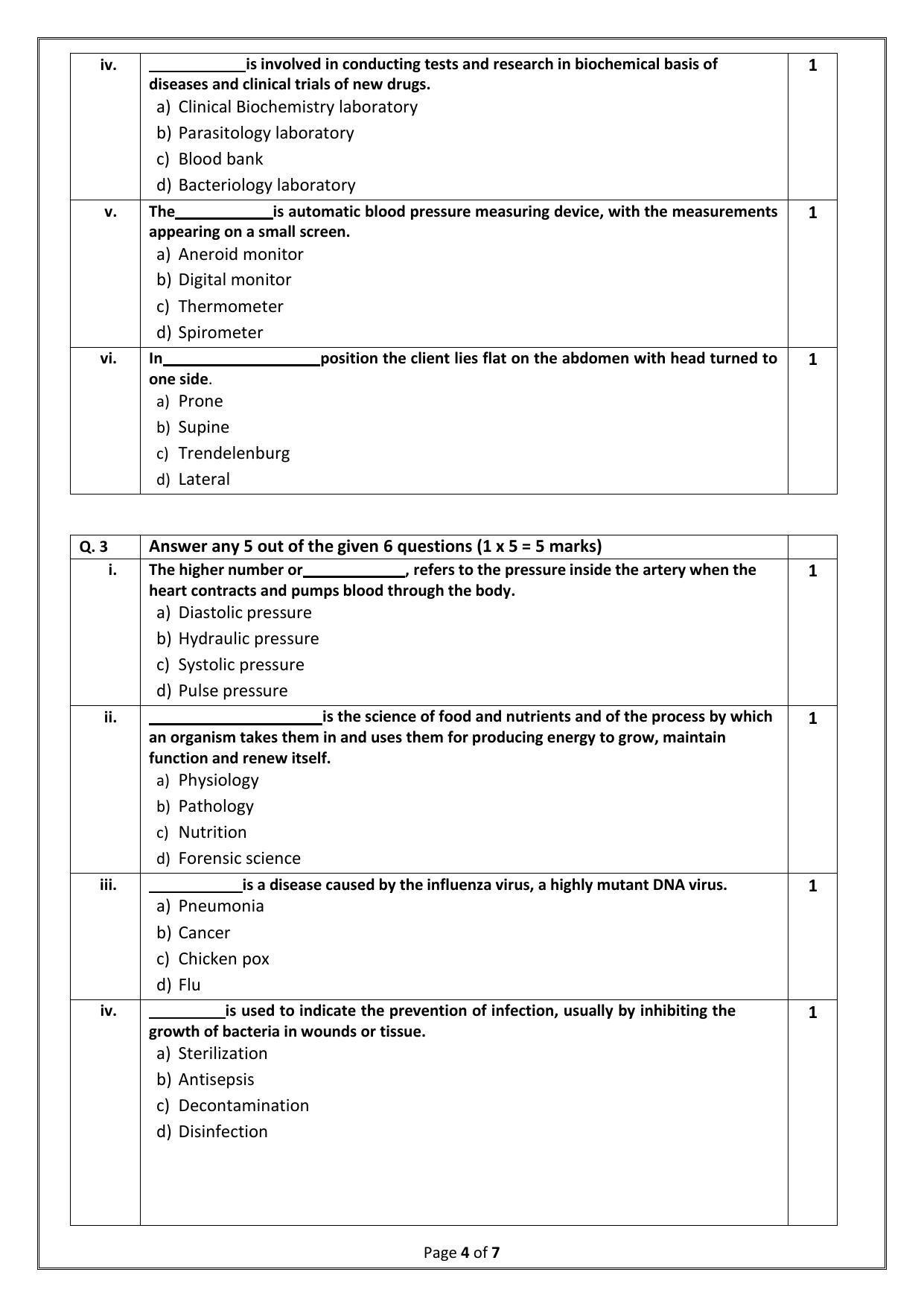 CBSE Class 10 Health Care Sample Paper - IndCareer Schools