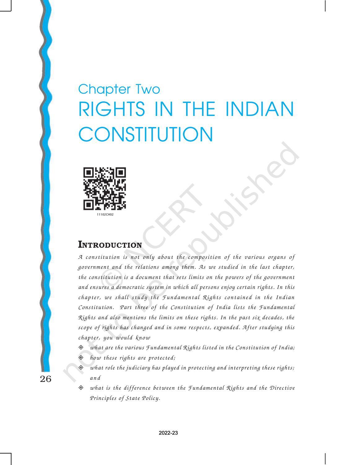NCERT Book for Class 11 Political Science Chapter 2 Rights