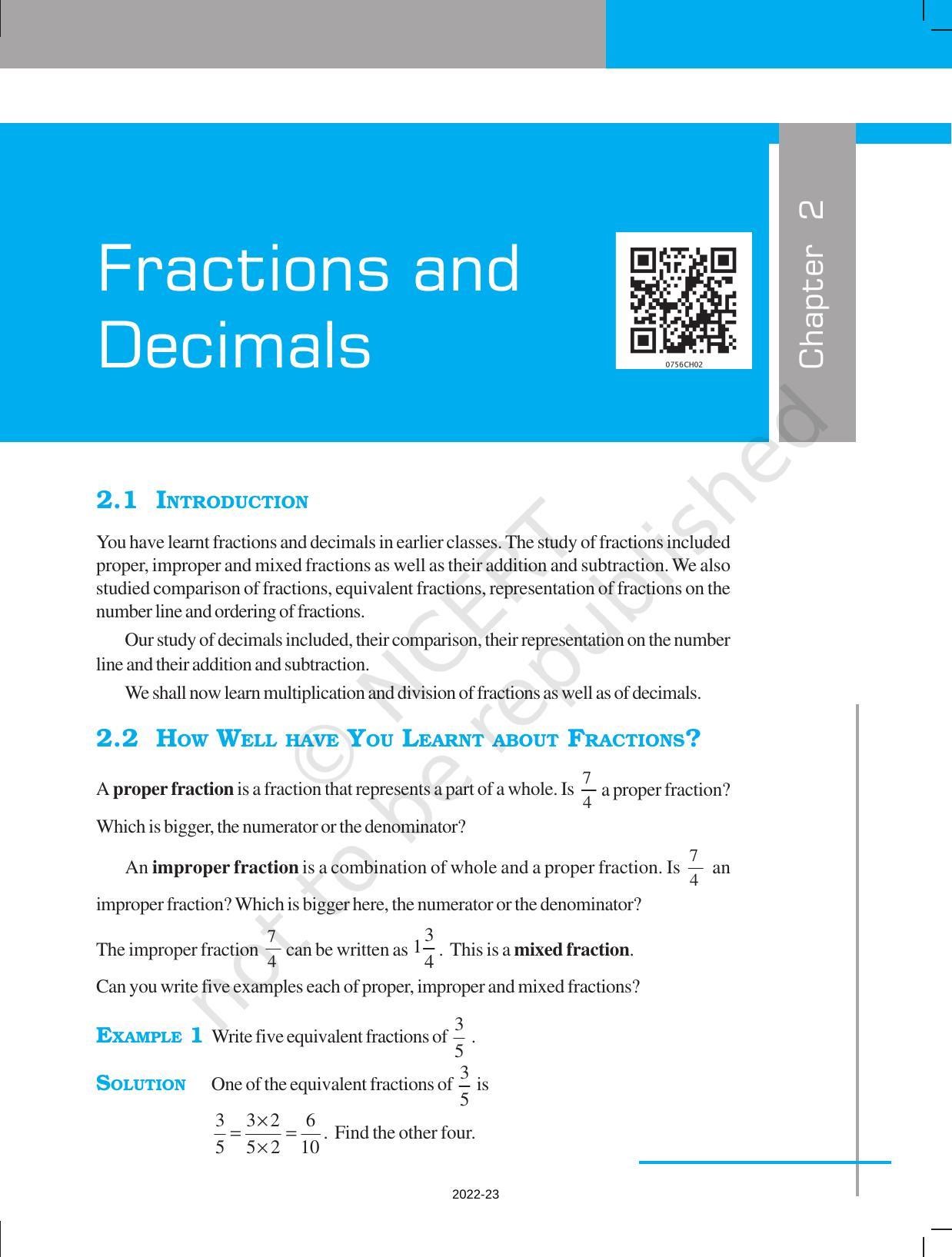 NCERT Book for Class 7 Maths: Chapter 2-Fractions and Decimals ...