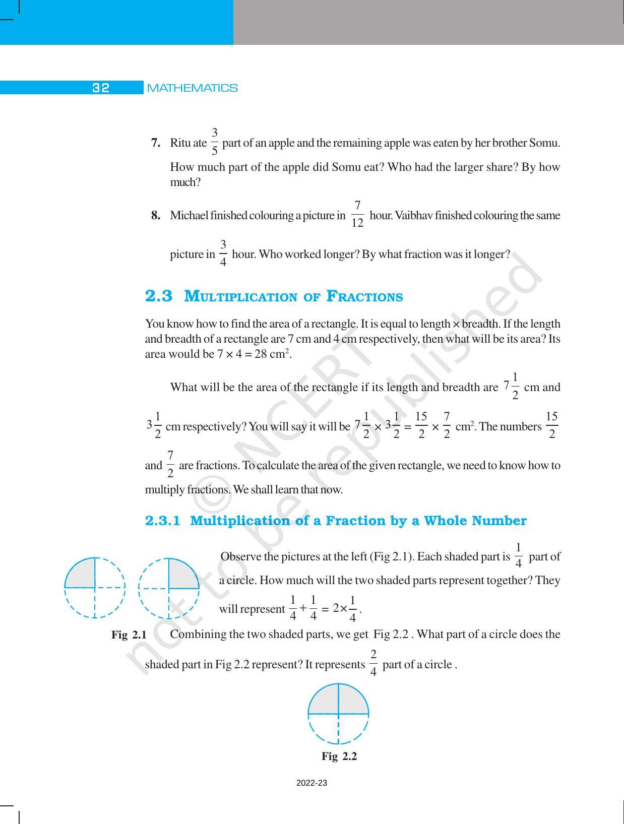 NCERT Book for Class 7 Maths: Chapter 2-Fractions and Decimals ...