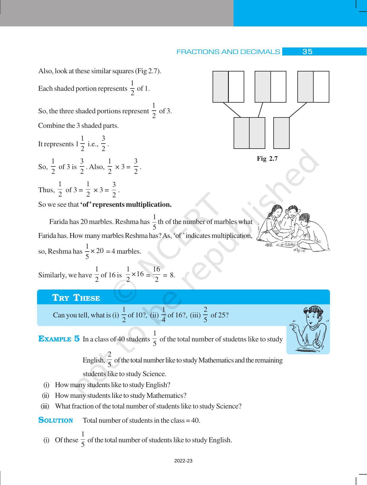 NCERT Book for Class 7 Maths: Chapter 2-Fractions and Decimals ...