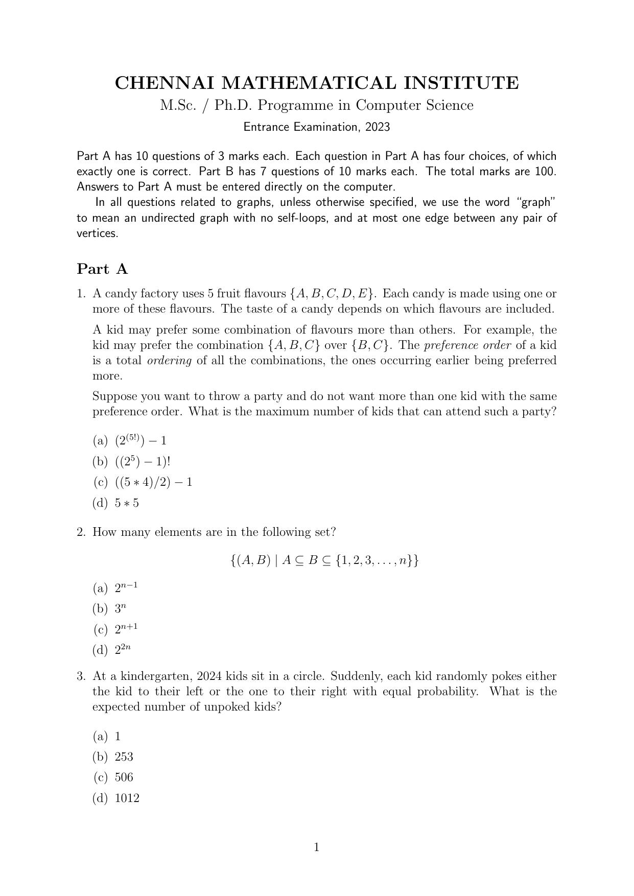 MSc/PhD Mathematics 2023 Question Paper - IndCareer Docs