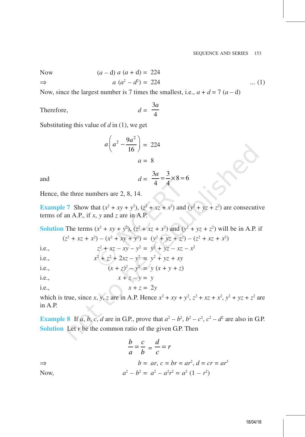 NCERT Exemplar Book for Class 11 Maths Chapter 9 Sequence and Series