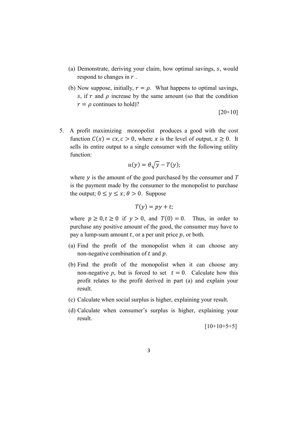 ISI Admission Test M.S.(QE) - Quantitative Economics (PEB) 2023 Sample ...