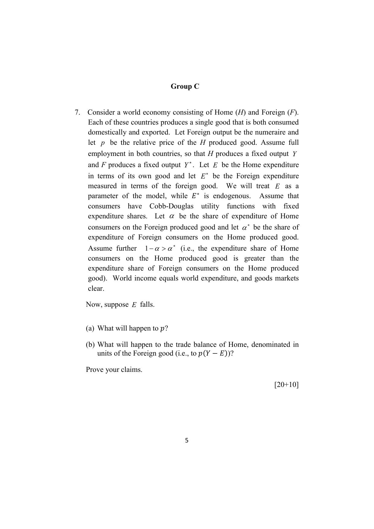 ISI Admission Test M.S.(QE) - Quantitative Economics (PEB) 2023 Sample ...