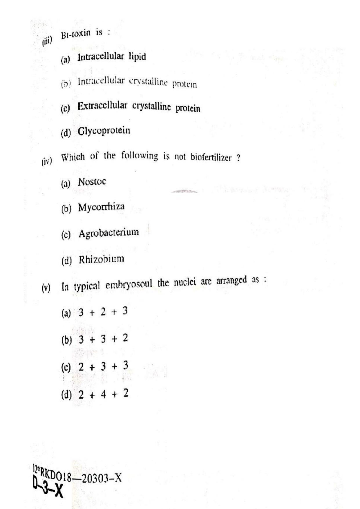 JKBOSE Class 12 Biology-Botany 20303-X Question Papers 2018 - IndCareer ...