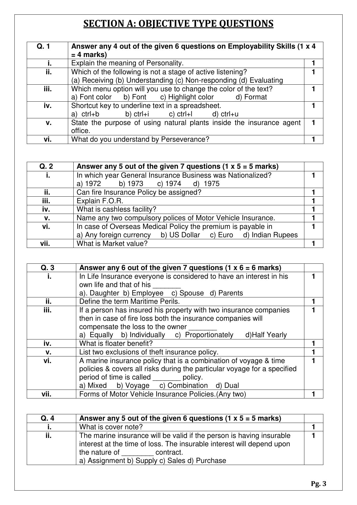 CBSE Class 12 Insurance Sample Papers: 2023, 2024 - IndCareer Schools