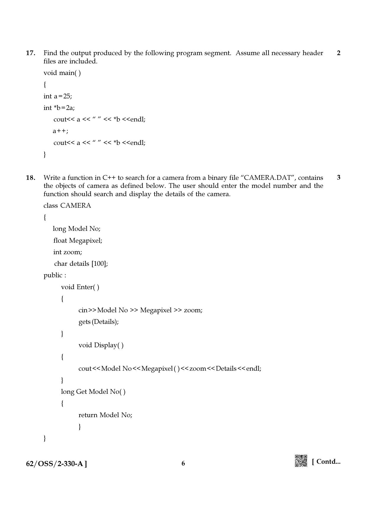 NIOS October 2021 Class 12 Computer Science Question Paper - IndCareer Docs
