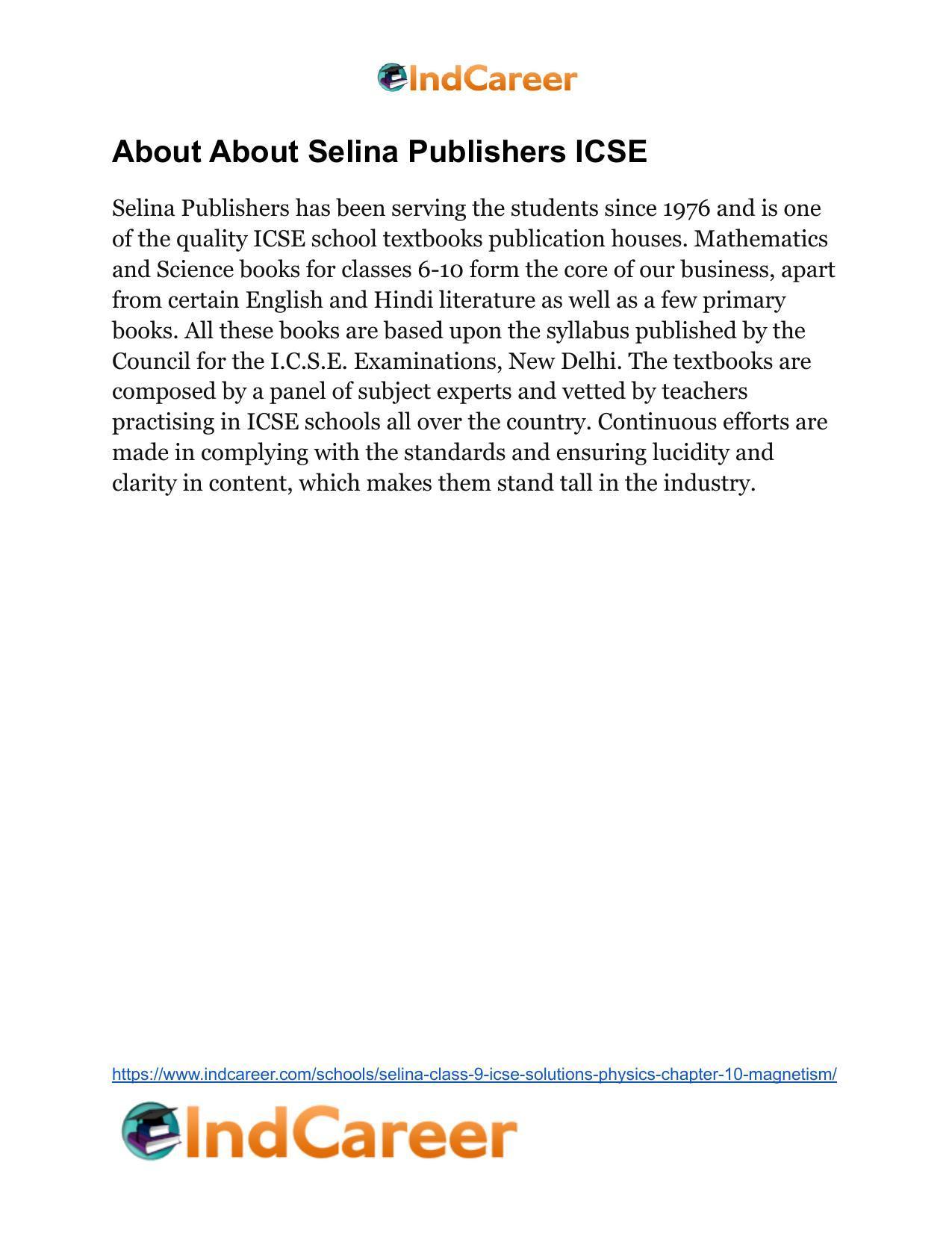 Selina Class 9 ICSE Solutions Physics : Chapter 10- Magnetism - IndCareer Docs