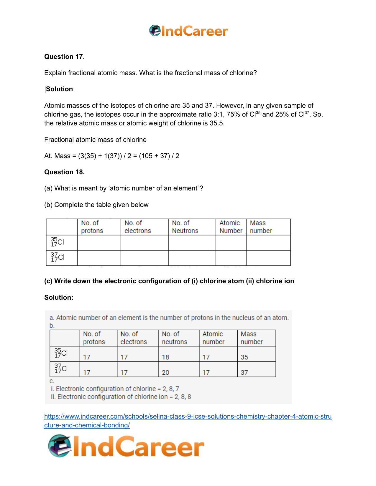Selina Class 9 ICSE Solutions Chemistry : Chapter 4- Atomic Structure and Chemical Bonding ...