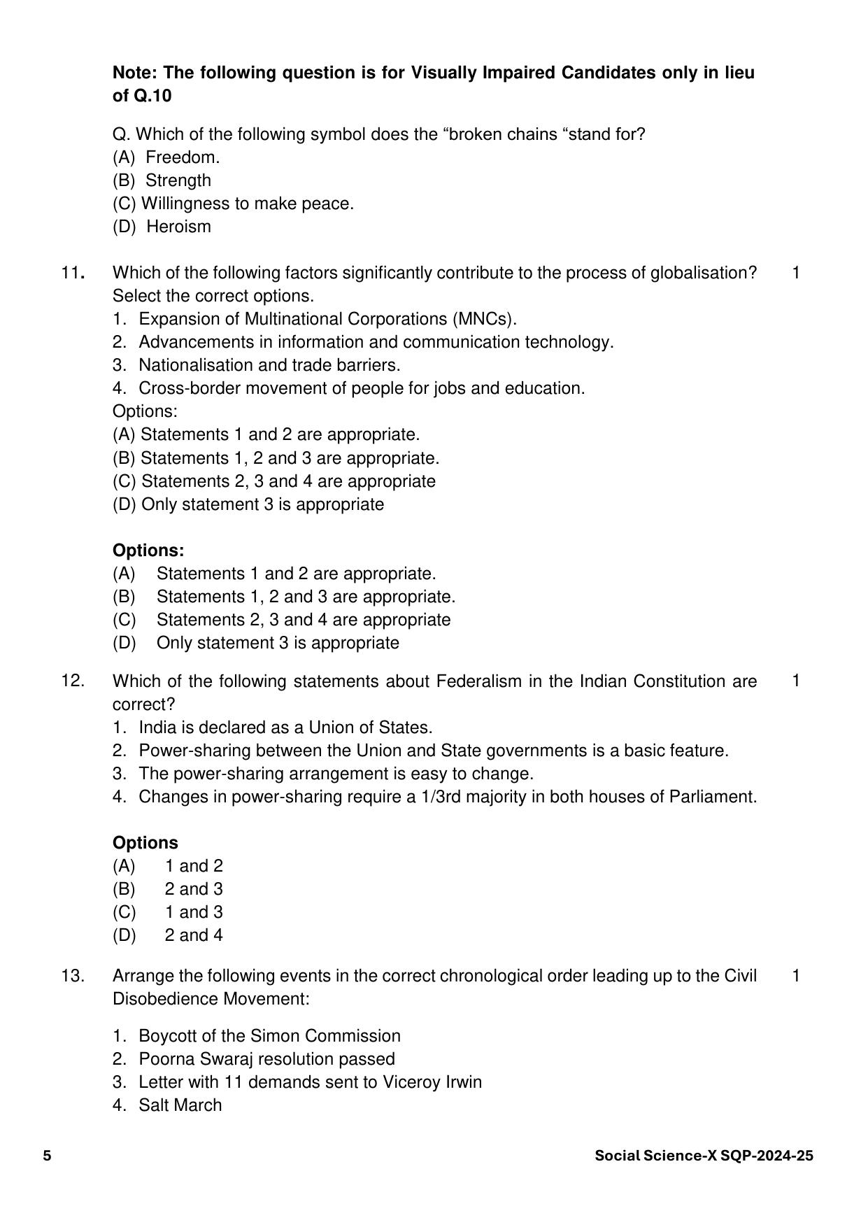 CBSE Class 10 Social Science Sample Paper 2025 - IndCareer Schools
