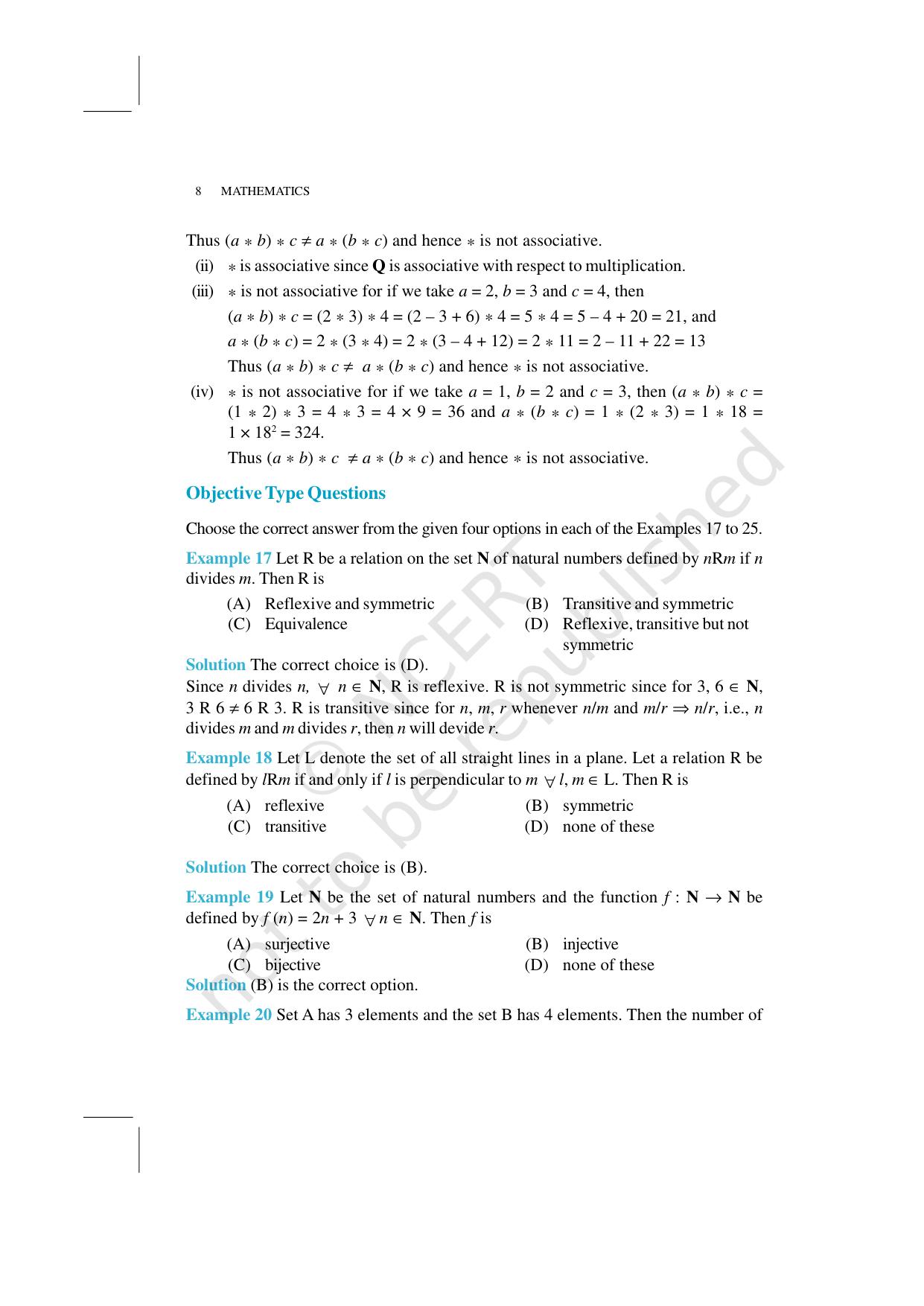 NCERT Exemplar Book for Class 12 Maths Chapter 1 Relations and Functions