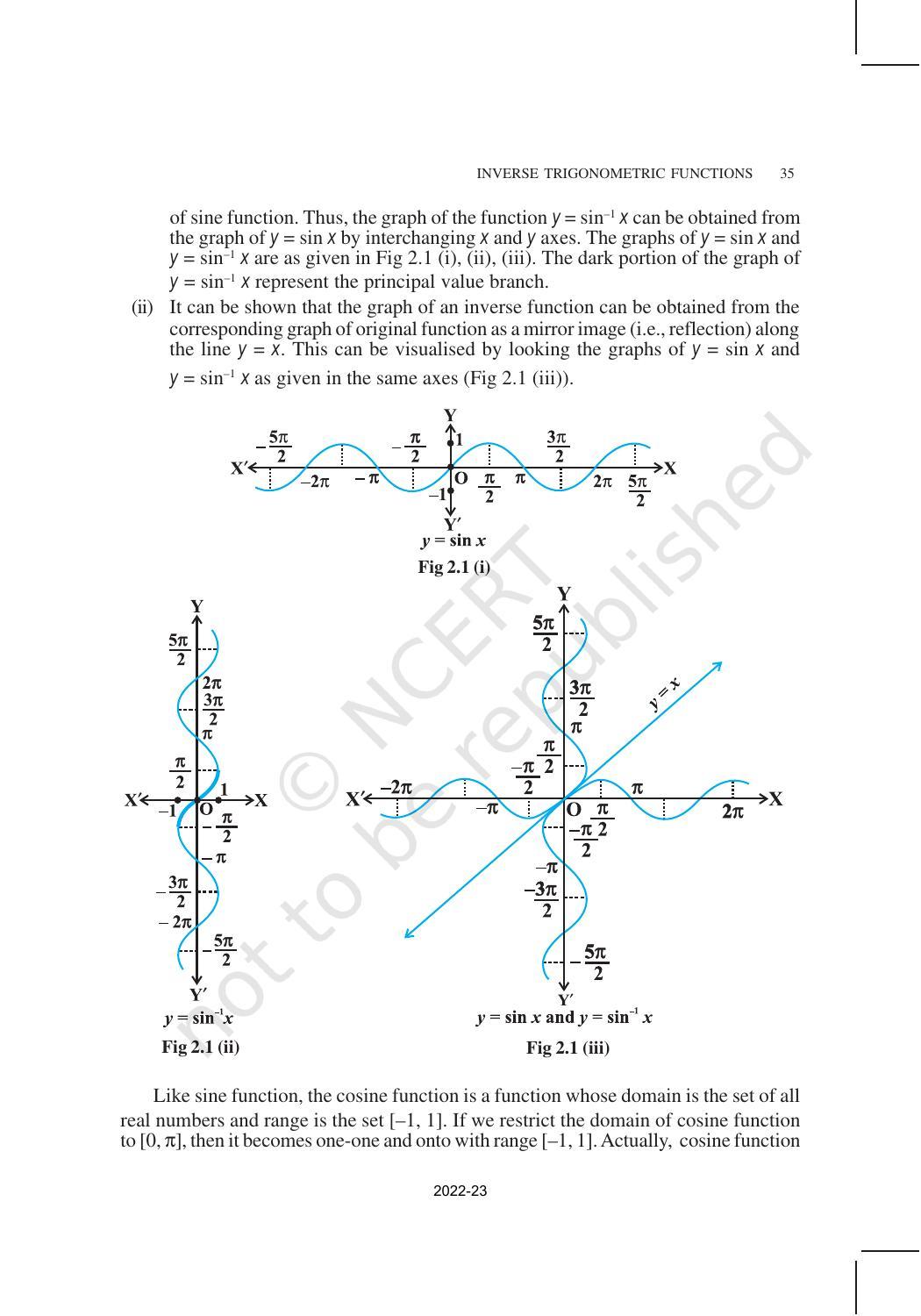 NCERT Book for Class 12 Maths Chapter 2 Inverse Trigonometric Functions ...